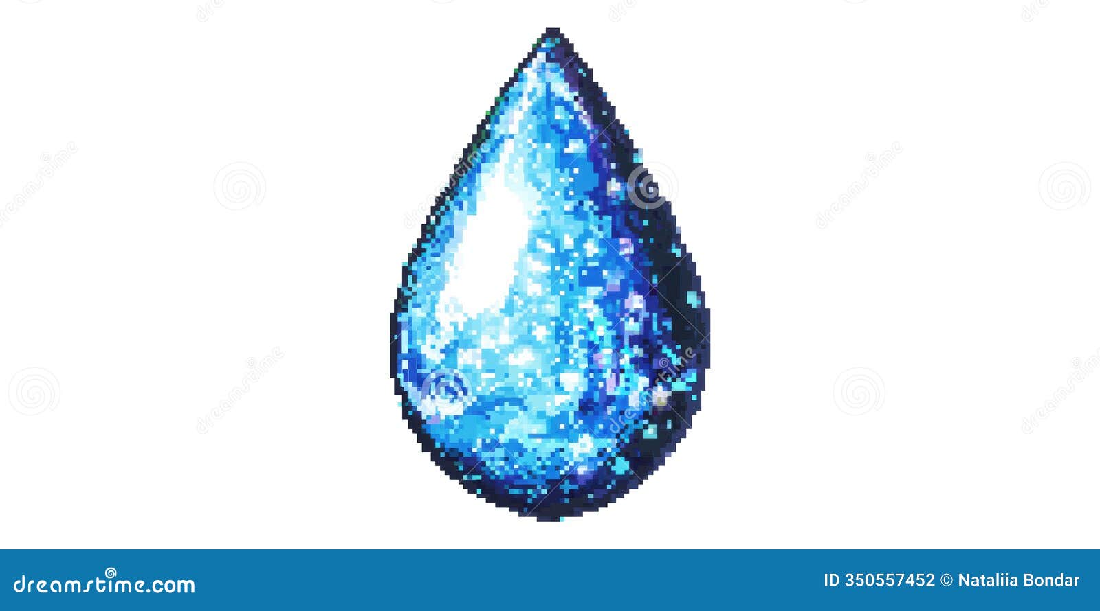Blue Sparkling Water Drop in Pixel Art Isolated on Transparent Background Stock Illustration ...