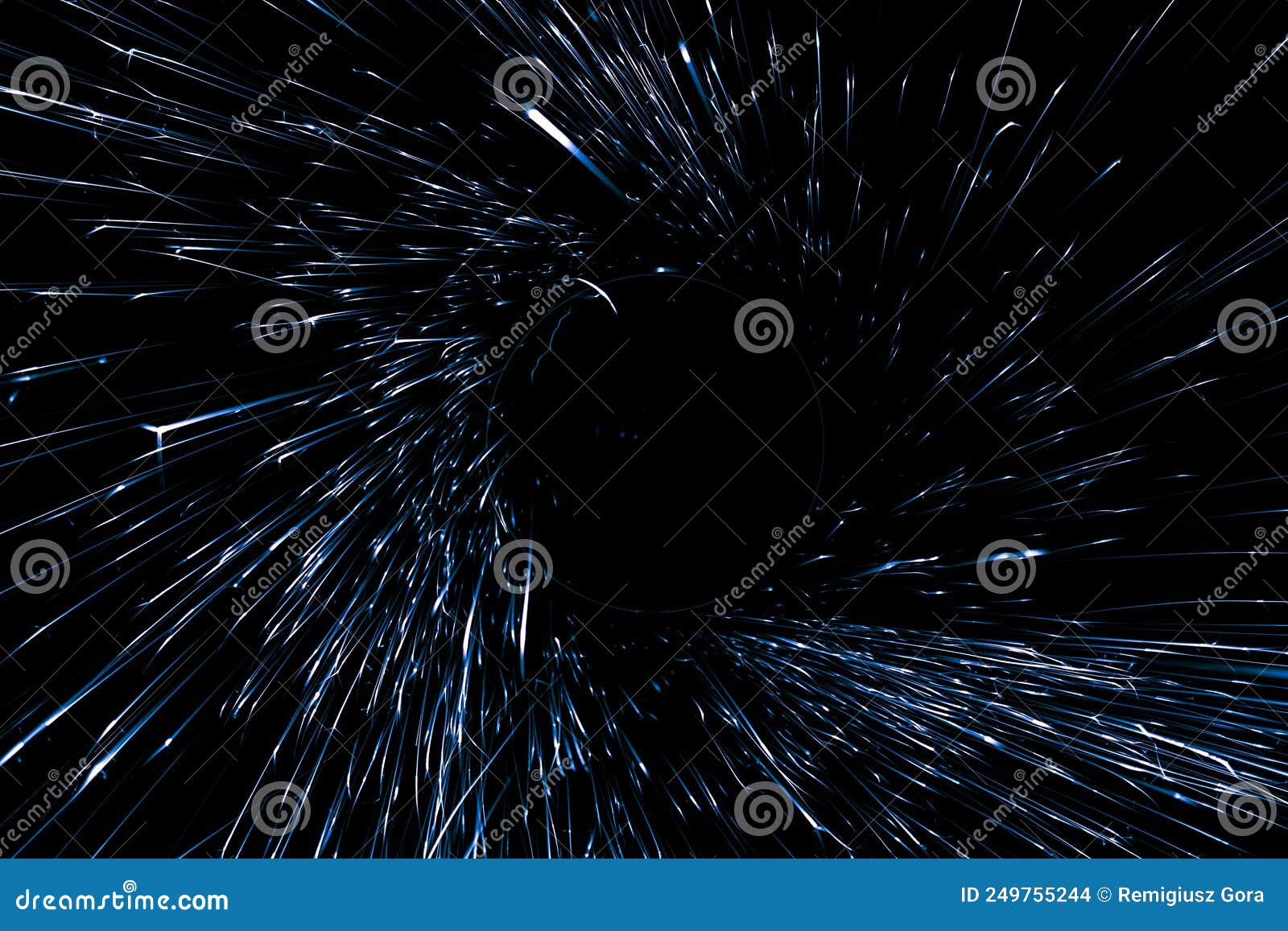 Blue Sparks in the Dark. Lines of Light Stock Photo - Image of ...
