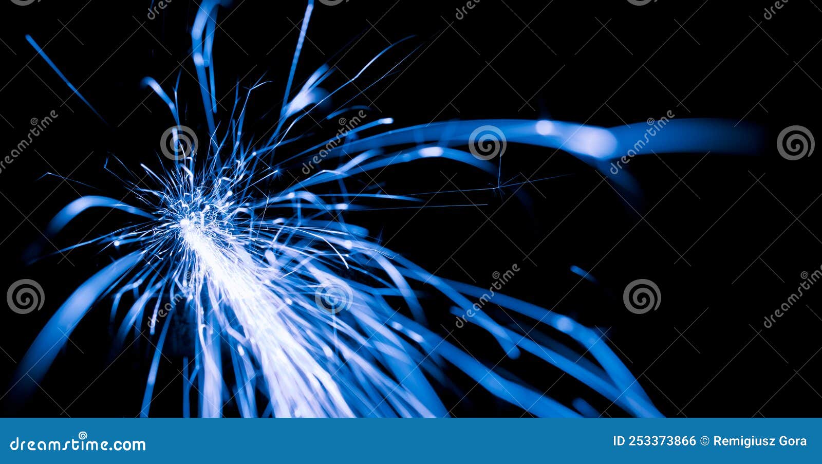 Blue Sparks in the Dark. Lines of Light Stock Photo - Image of line ...
