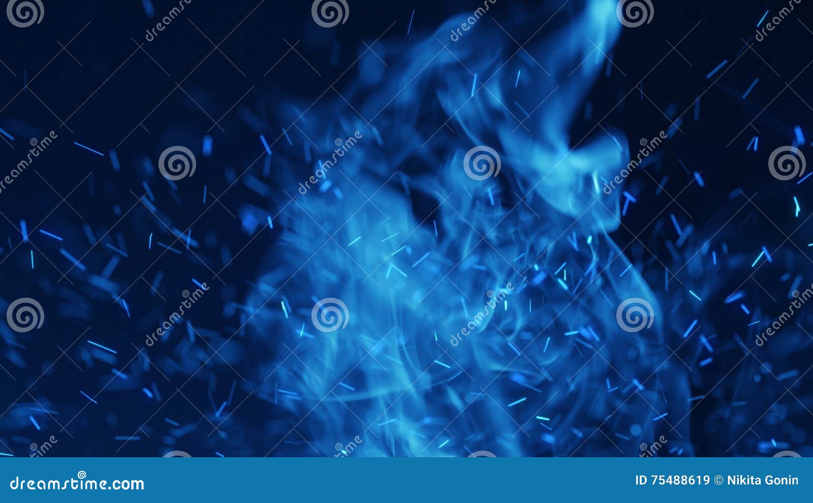 Blue Sparks and Flowing Smoke. Magic Burst with Fairy Dust Stock ...