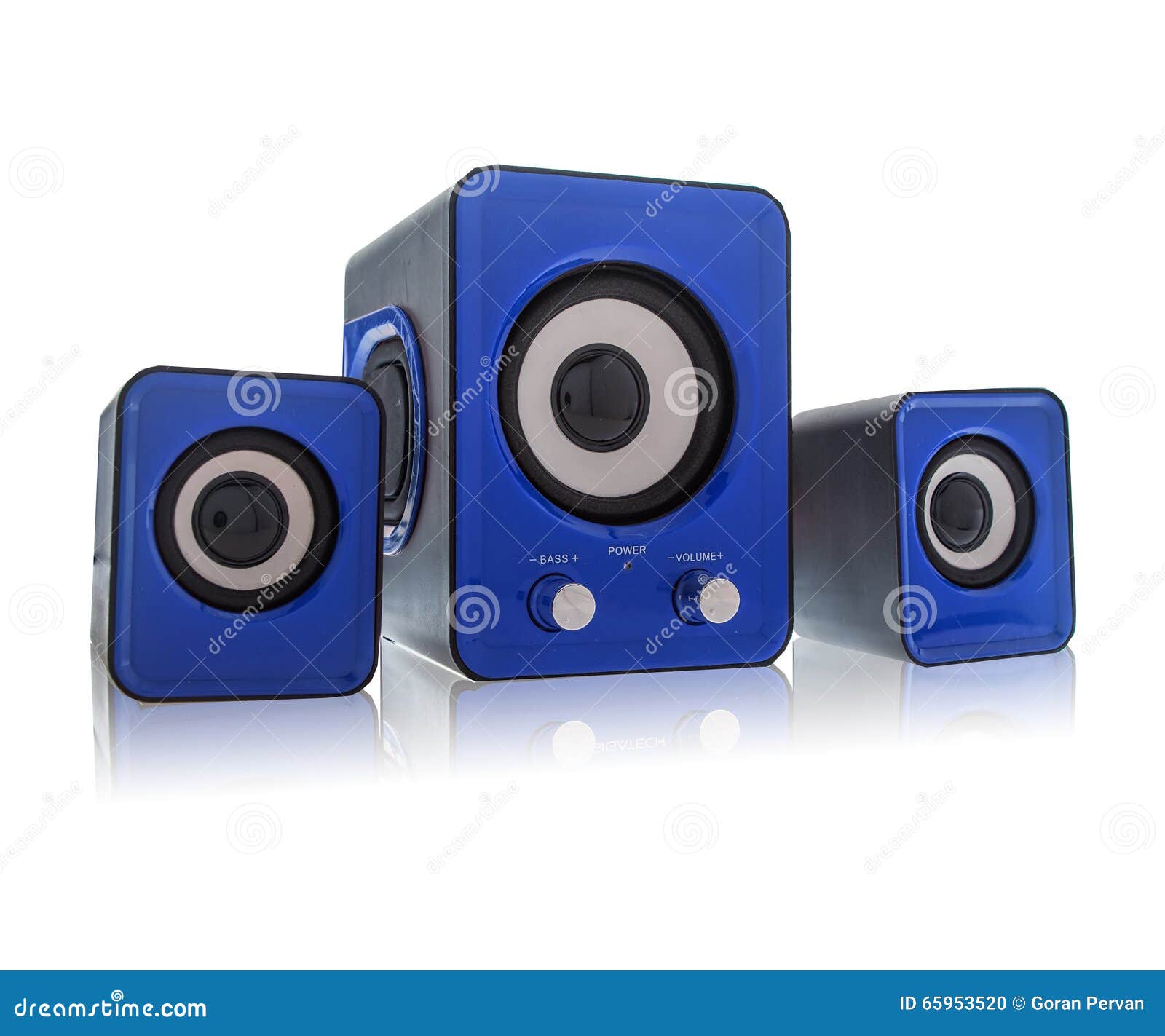 Blue speakers stock photo. Image of volume, soft, music - 65953520
