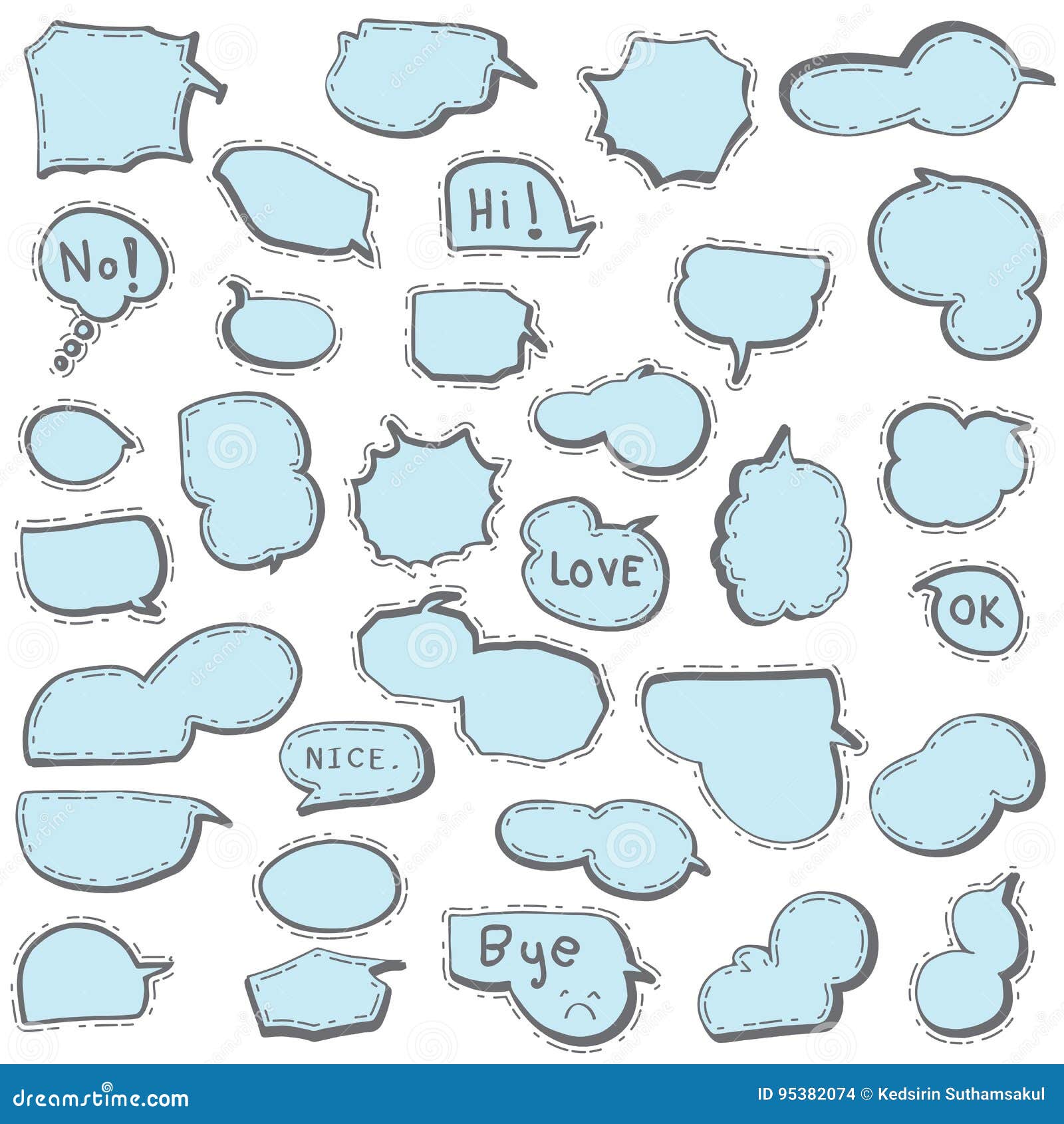 Set of Speech Bubble Doodle Drawn Vector Stock Vector - Illustration of ...