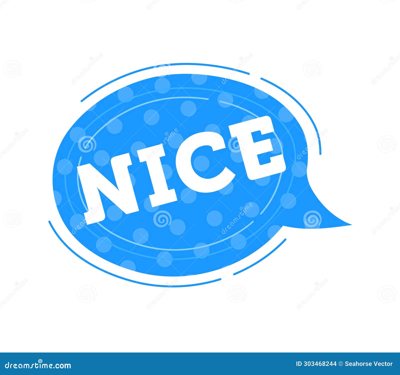 Blue Speech Bubble with the Word NICE Written in Capital Letters ...