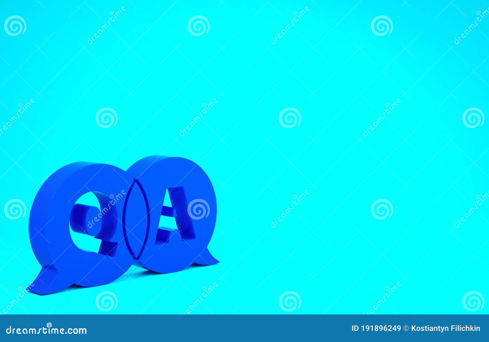 Blue Speech Bubbles with Question and Answer Icon Isolated on Blue ...