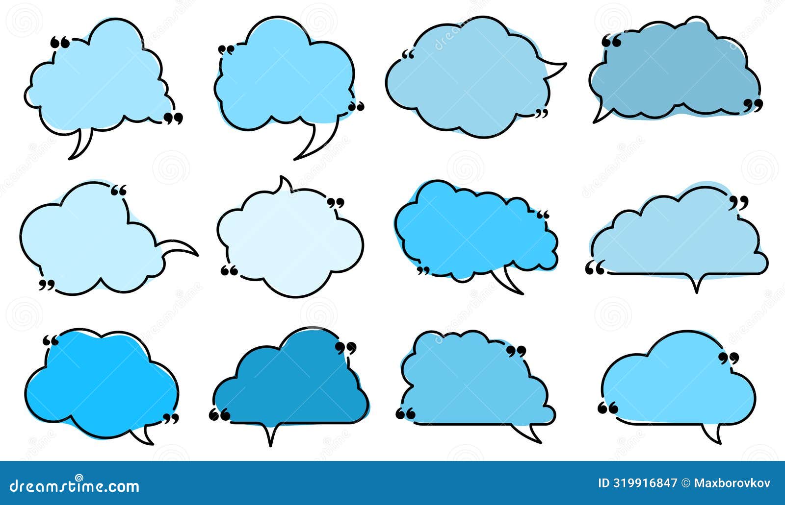 Blue Speech Bubbles with Quotes Collection Stock Vector - Illustration ...