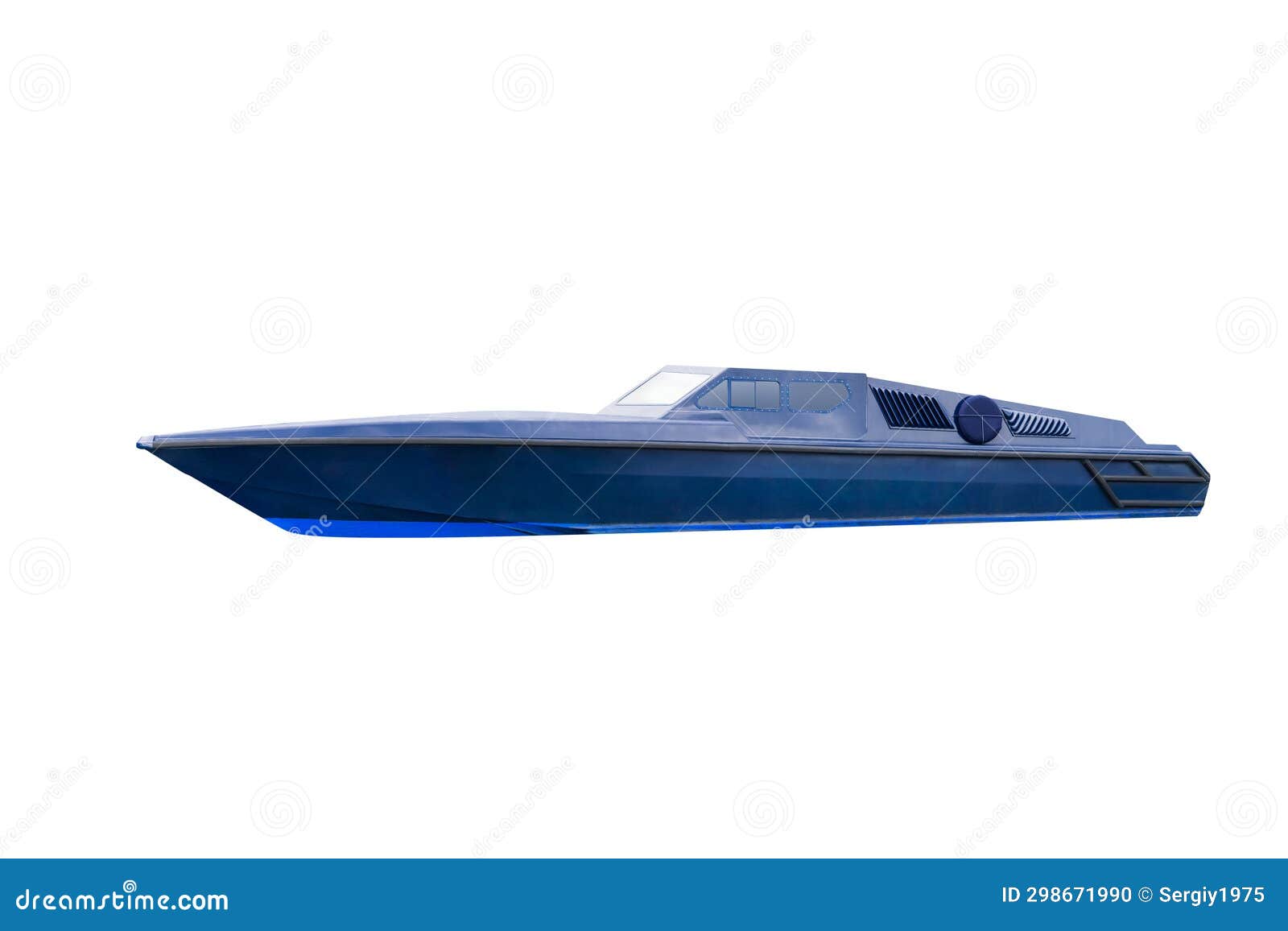 Blue Speed Boat Isolated on White Background Stock Photo - Image of ...