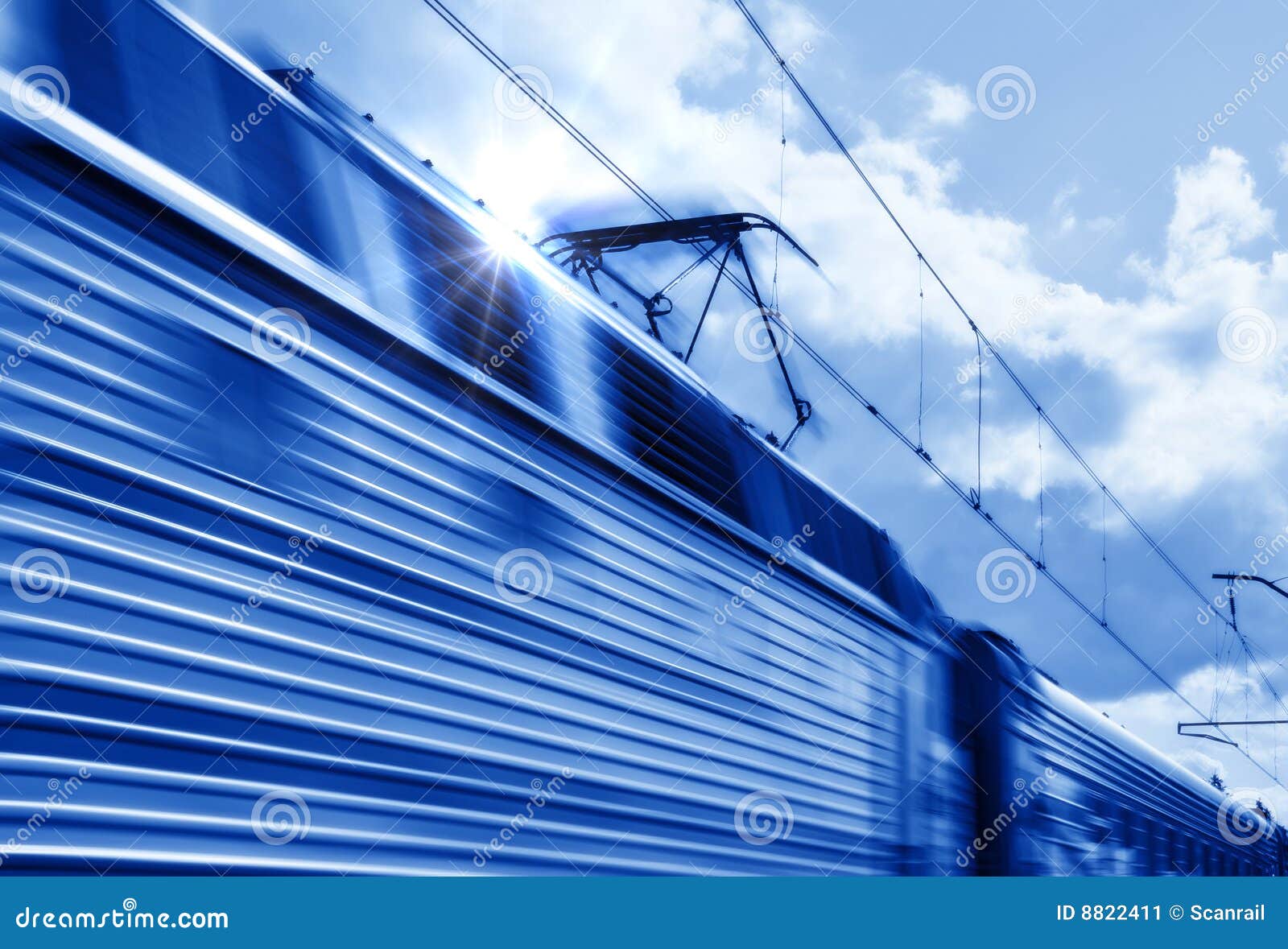 Blue speed train in motion stock image. Image of commute - 8822411