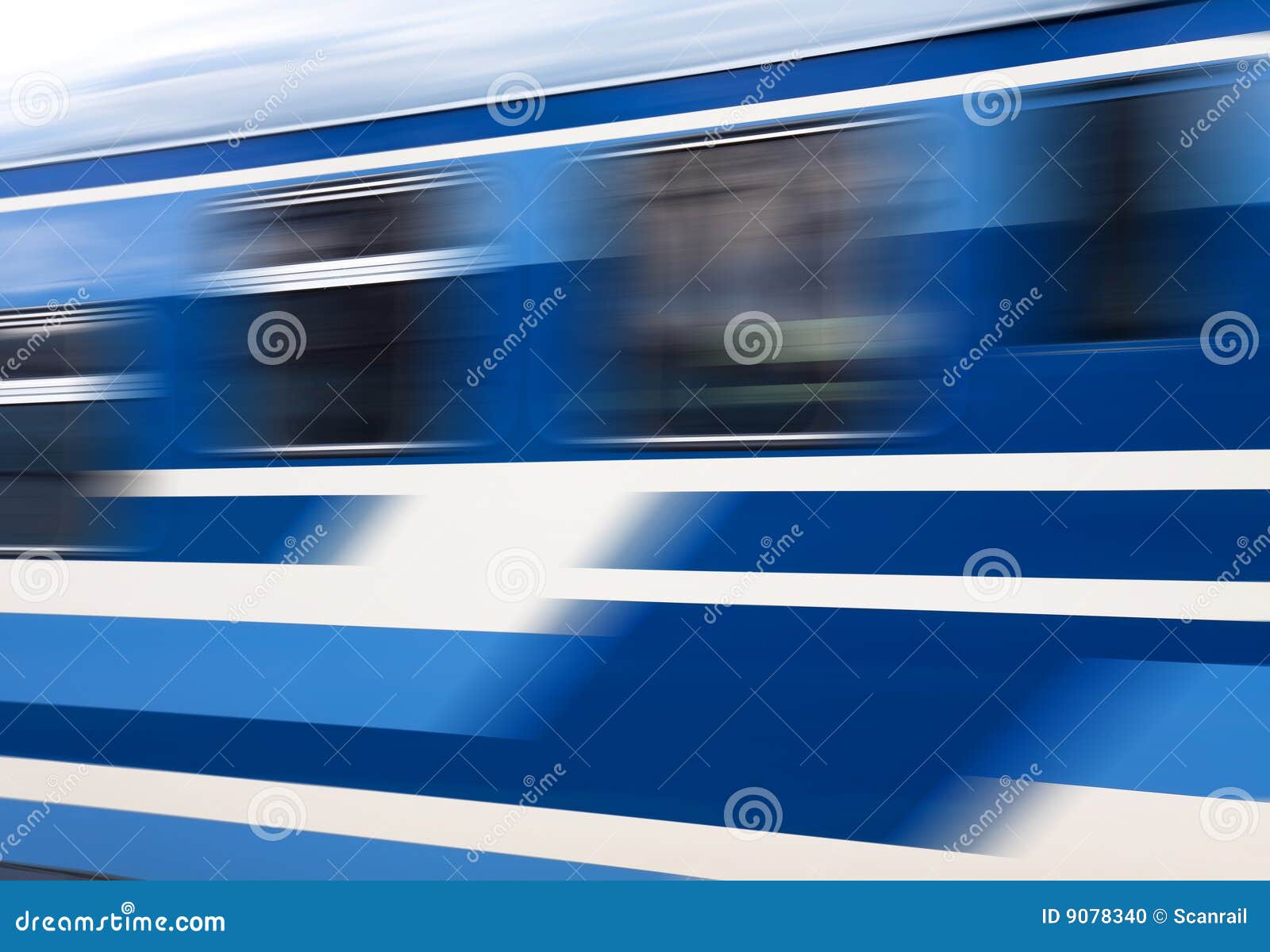 Blue speed train in motion stock photo. Image of blue - 9078340