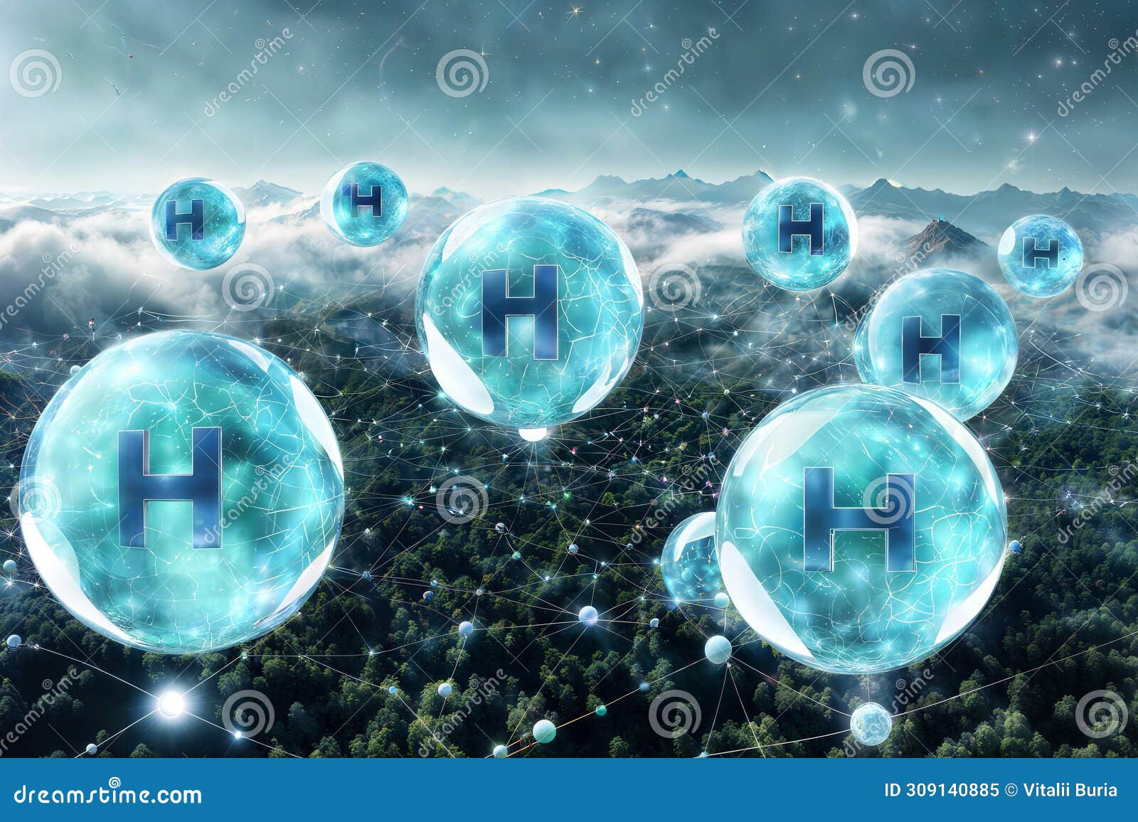 Blue Sphere Cluster: Hydrogen-Inspired Art in High Detail, Generative ...