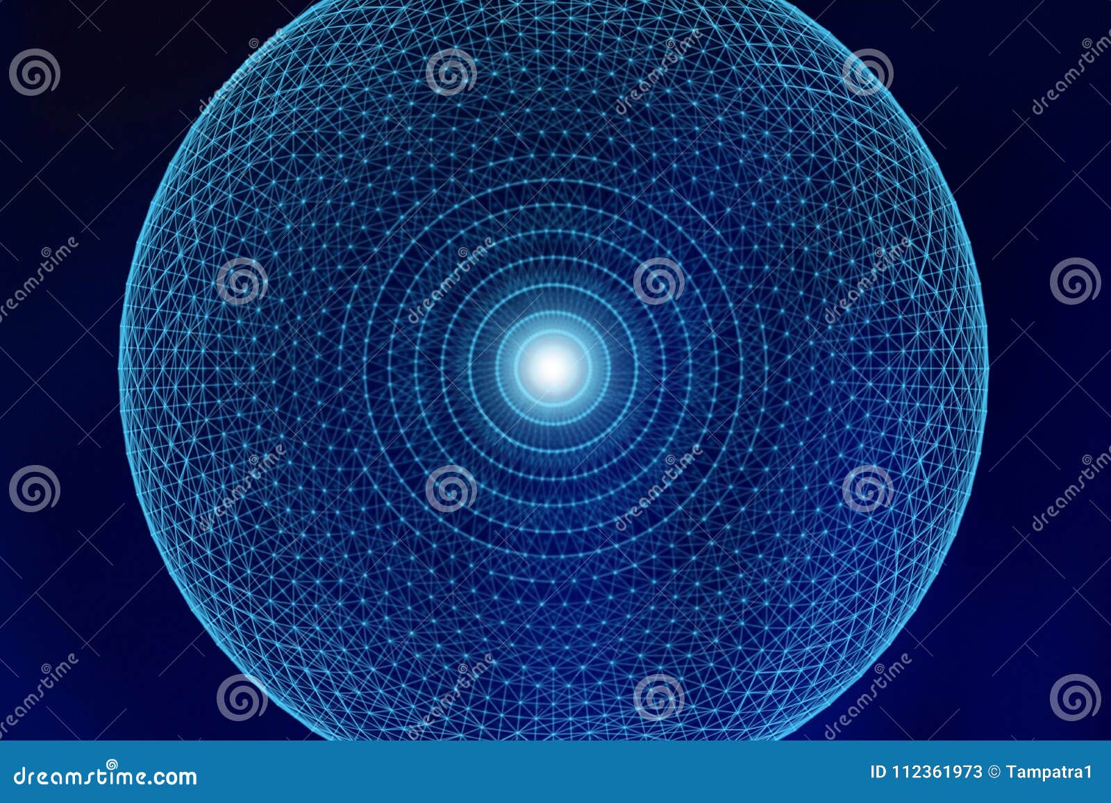 Blue Sphere and Lines in Technology Concept, Abstract Illustration ...