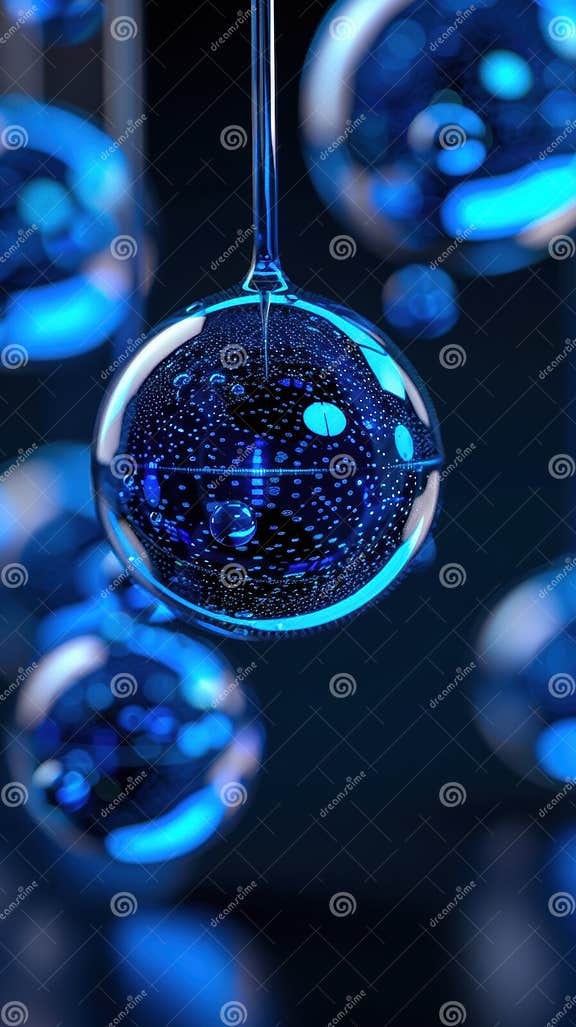 A Blue Sphere with a Blue Liquid Dripping from it Stock Illustration ...