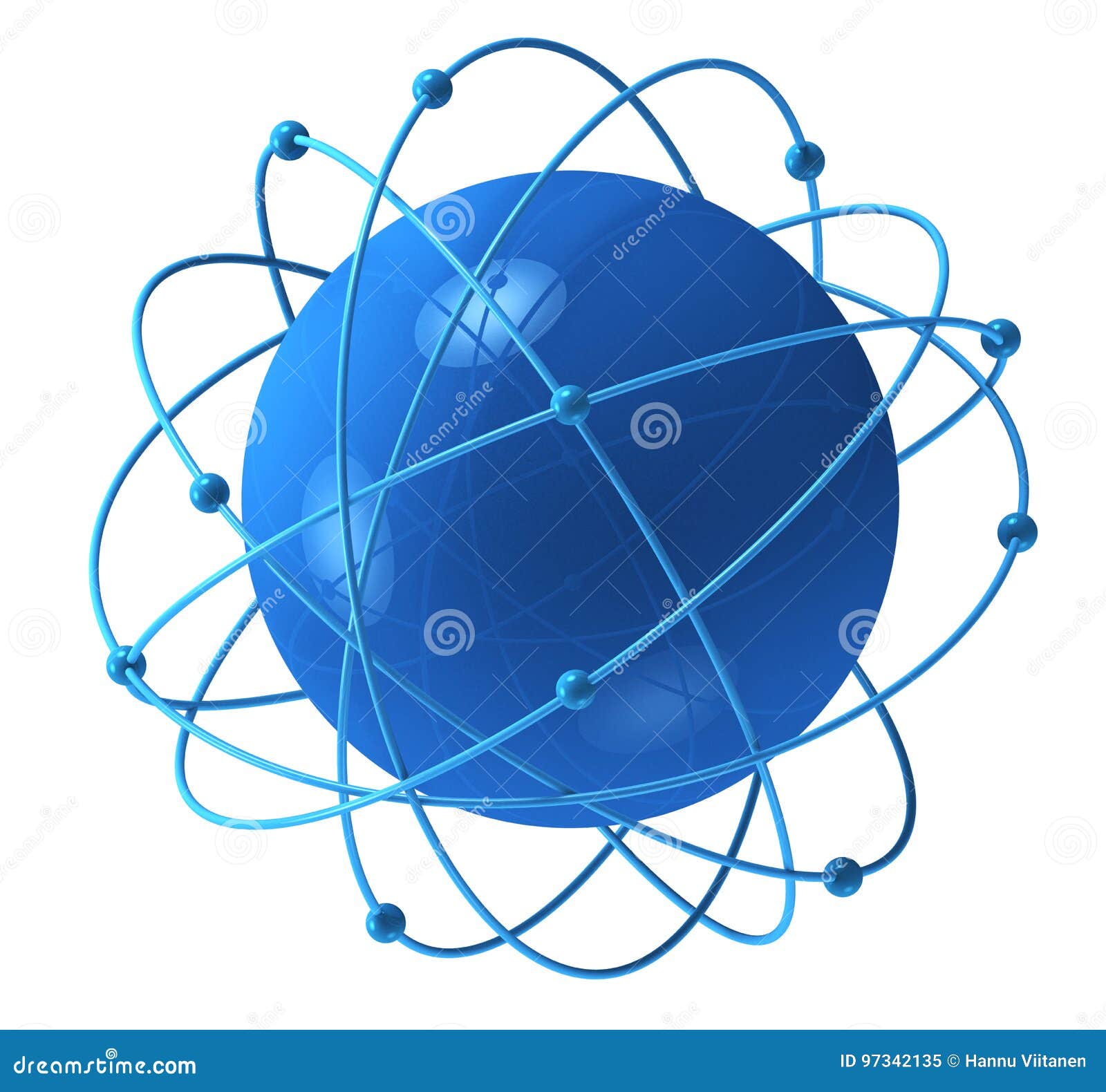 Blue Sphere with Satellites Stock Illustration - Illustration of world ...