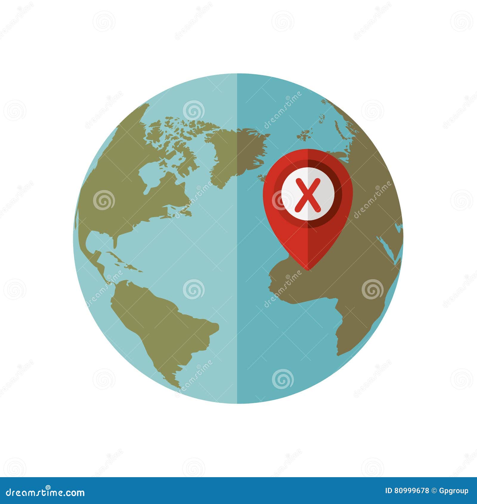 Blue Sphere World with Map Pointer X Stock Vector - Illustration of ...