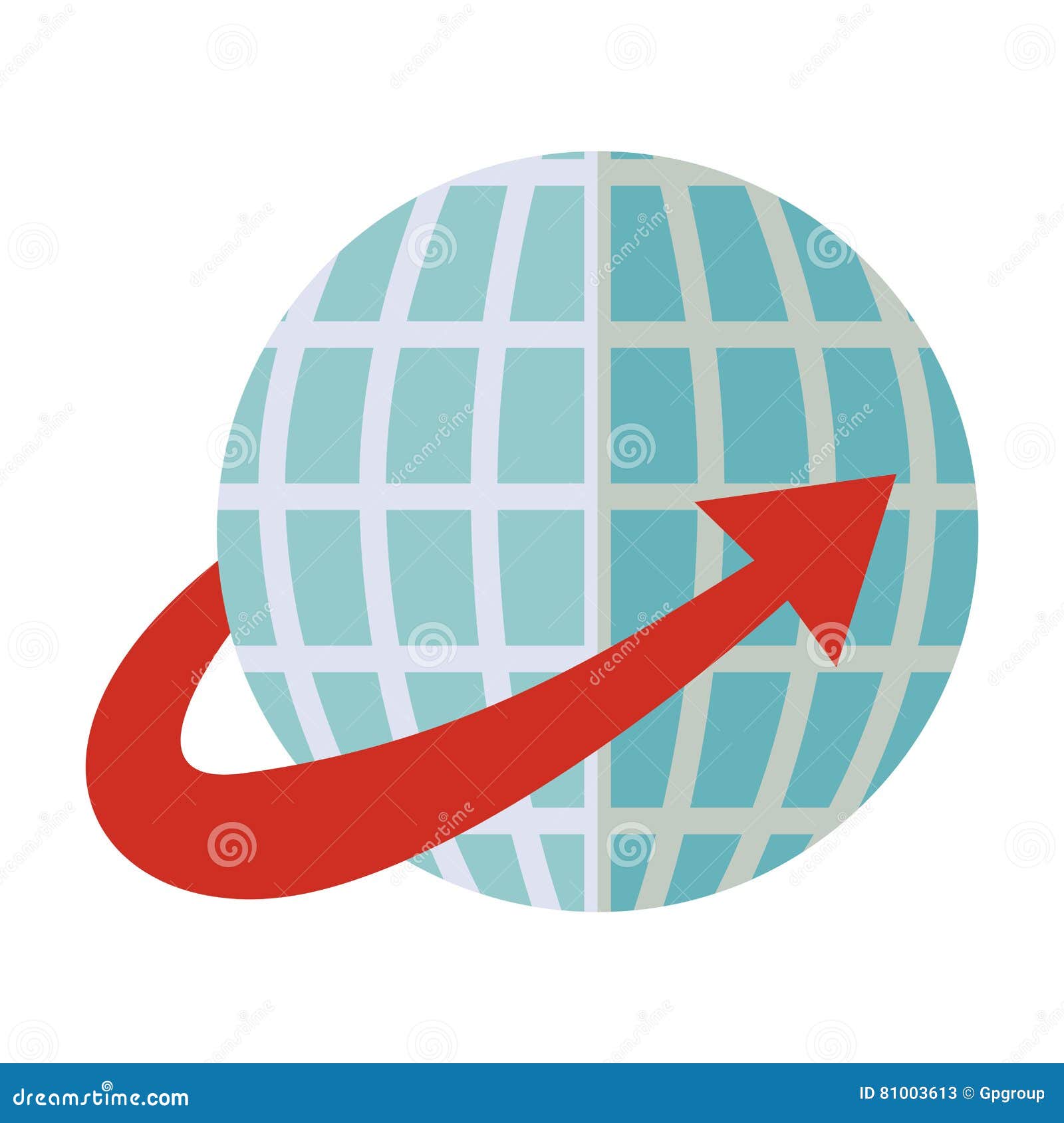 Blue Sphere World with Red Arrow Around Stock Vector - Illustration of ...