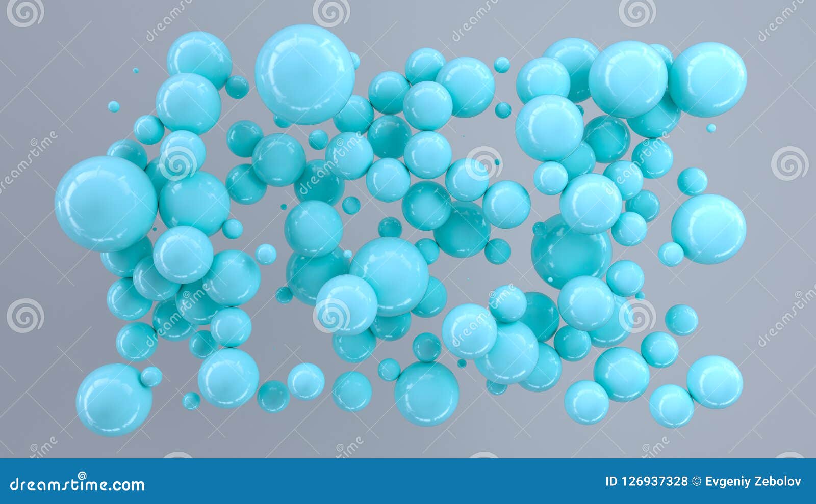 Blue Spheres of Random Size on White Background Stock Illustration ...