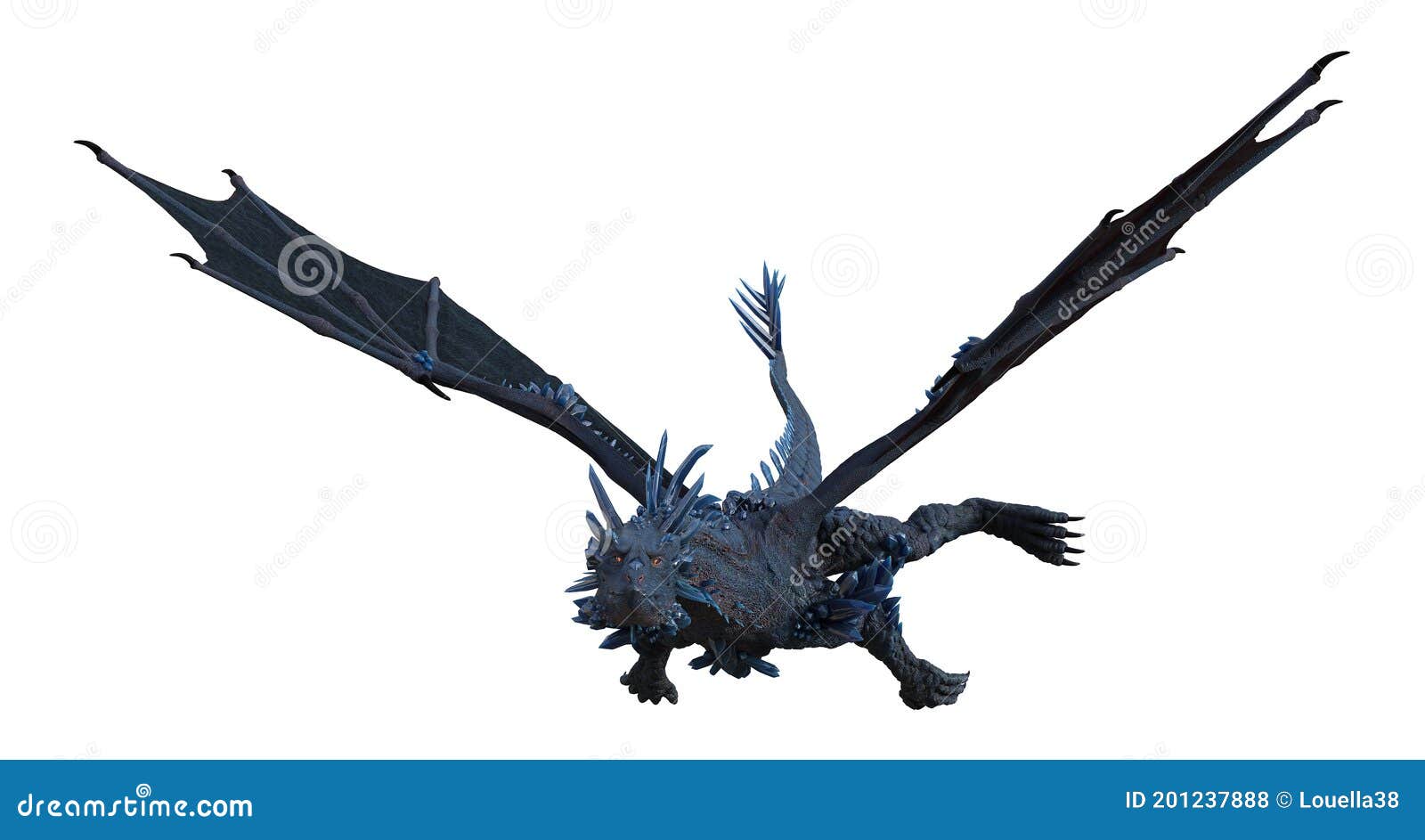 Blue Spiked Dragon Flying On An Alien World Royalty-Free Illustration ...