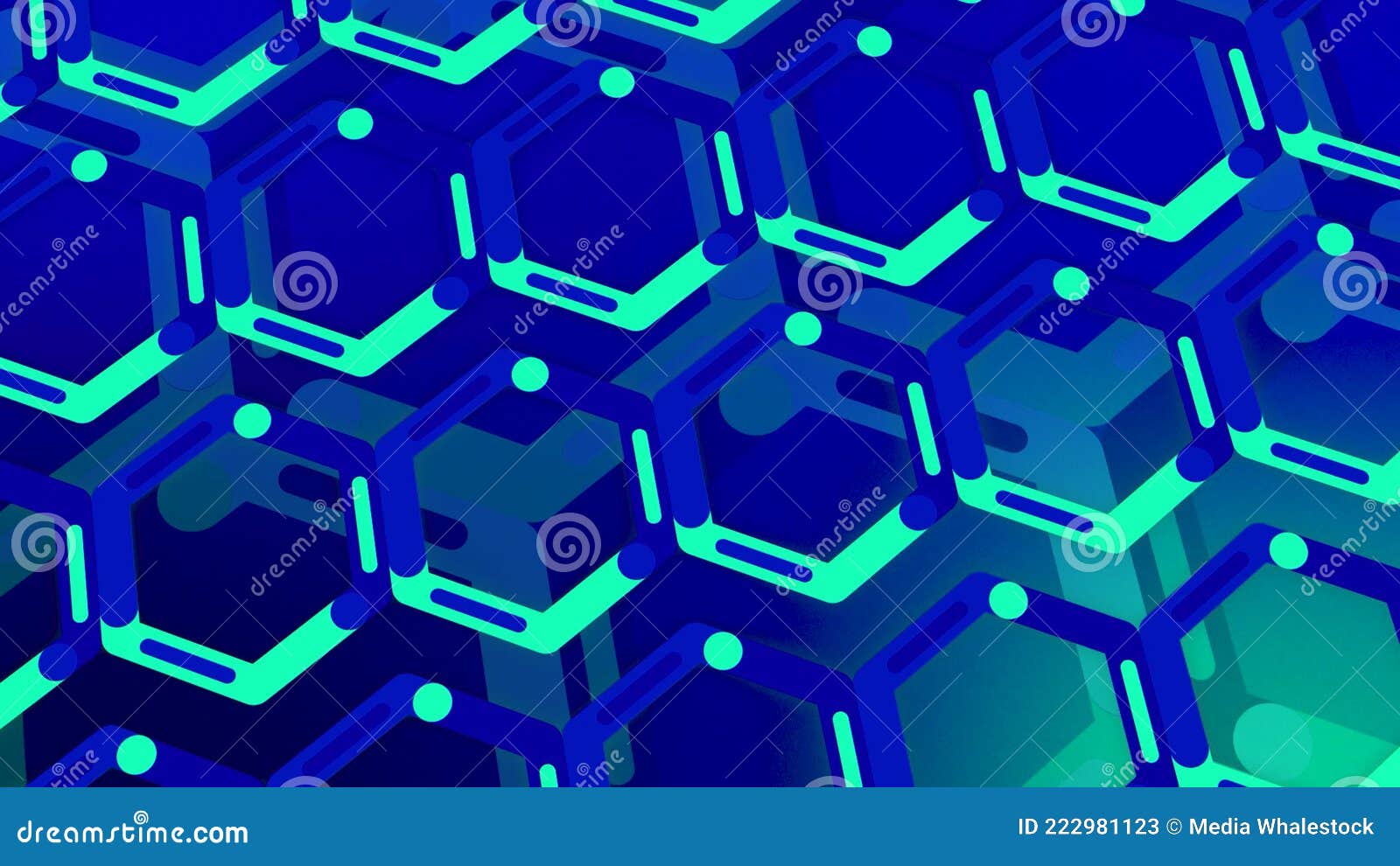 Blue Spinning Rows of Hexagons, Seamless Loop. Motion Stock Video ...