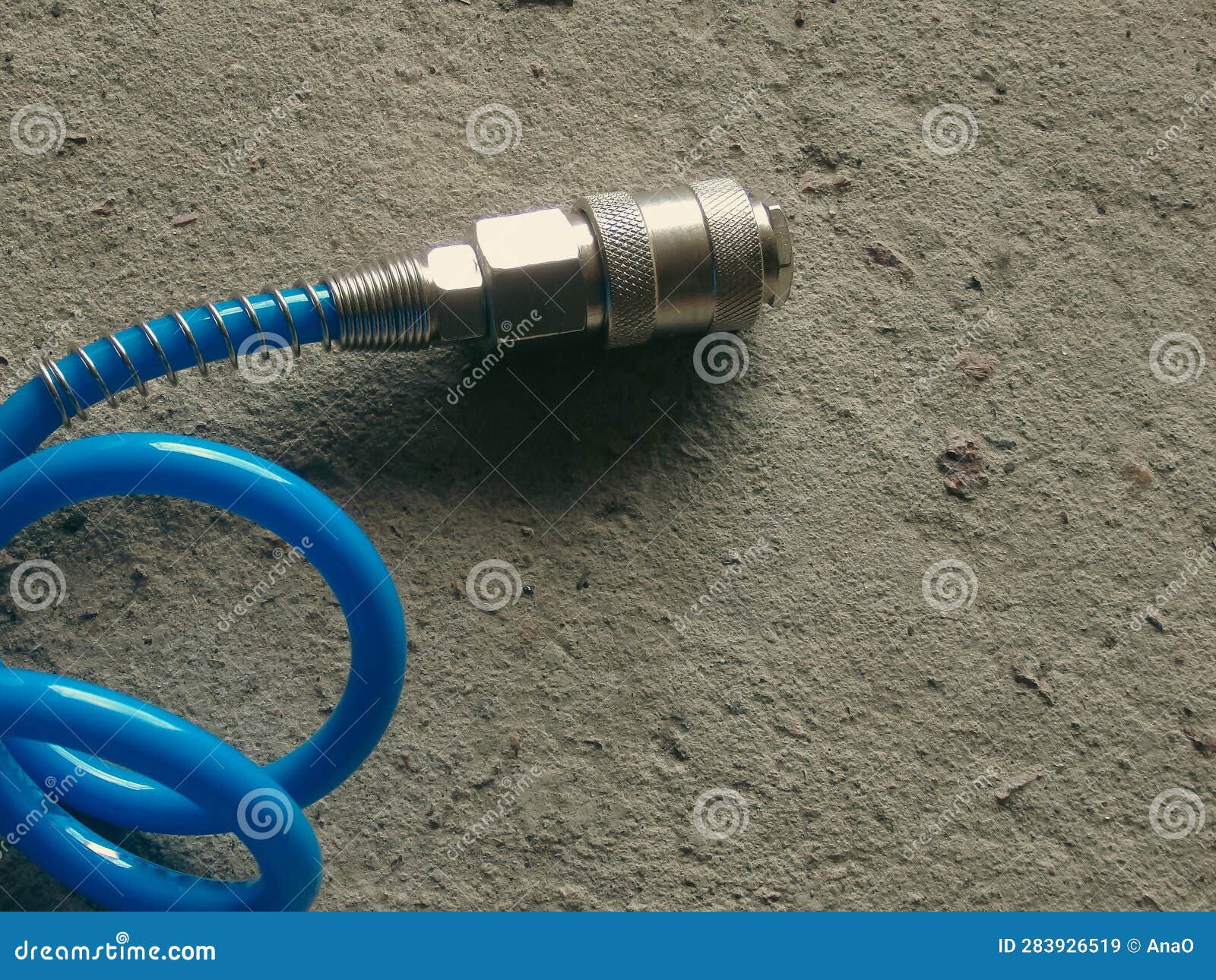 Blue Spiral Air Hose. Air Coupling Connector Stock Image - Image of ...