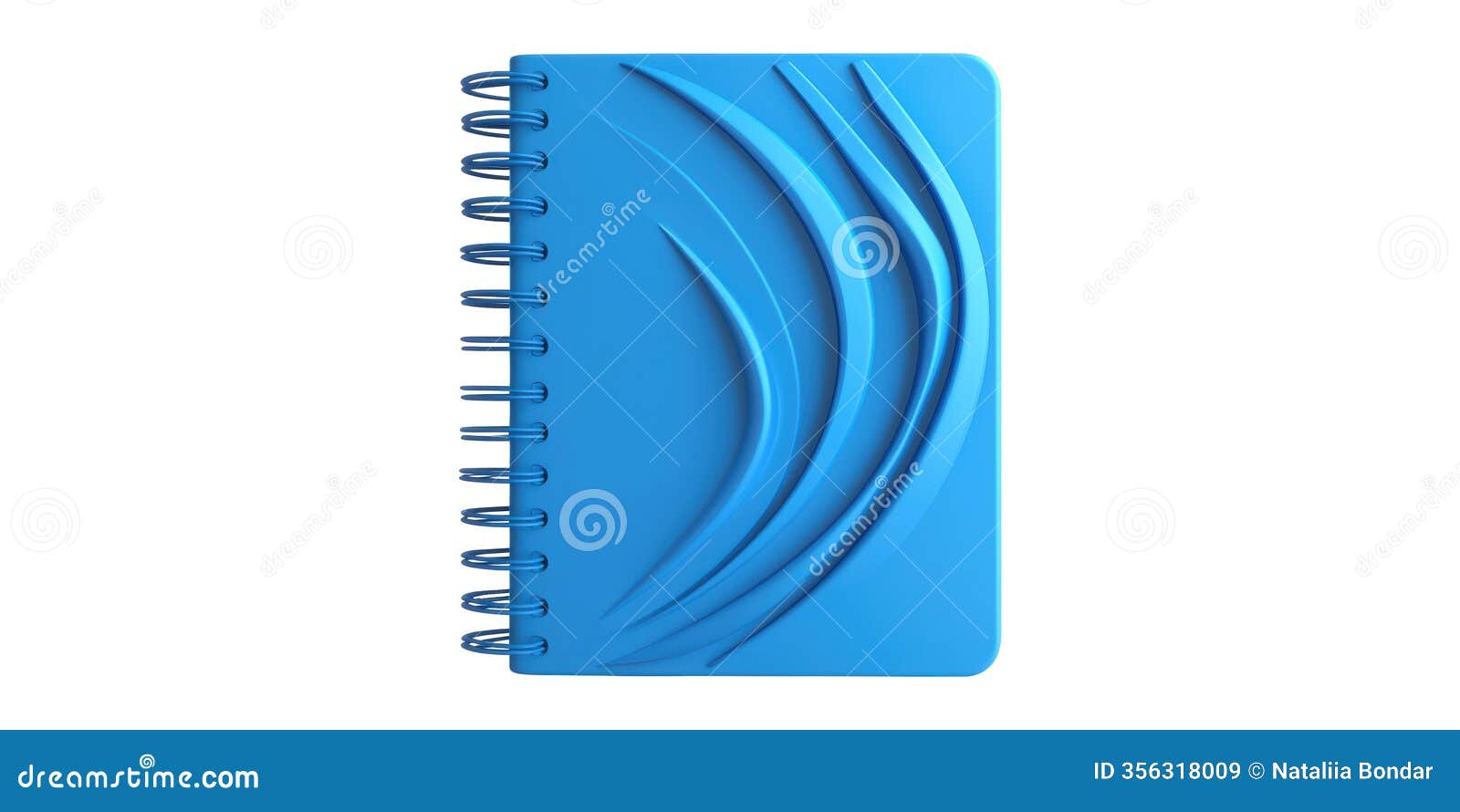 Blue Spiral Notebook with Abstract Cover Design Isolated on Transparent ...