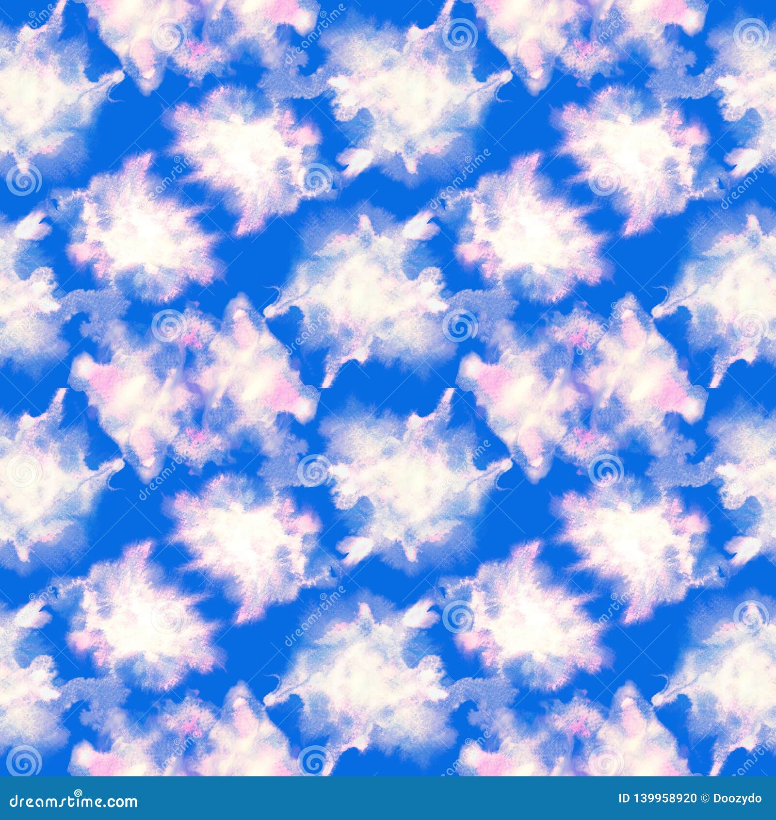 Blue Splashes Pattern. Watercolor Abstract Seamless Pattern. Background ...