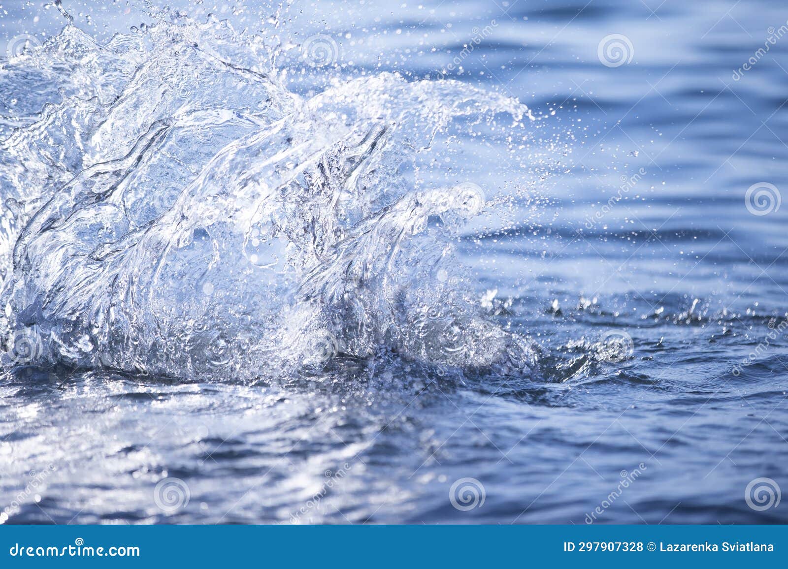 Blue splashes of sea water stock photo. Image of surf - 297907328