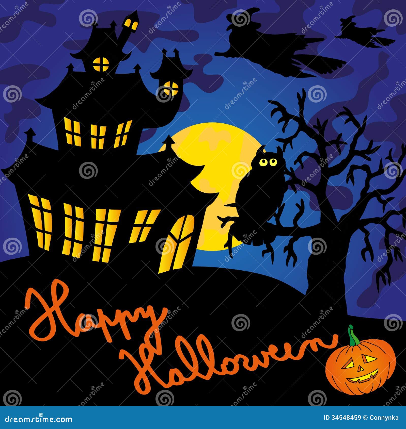 Blue spooky house 02 stock vector. Illustration of event - 34548459
