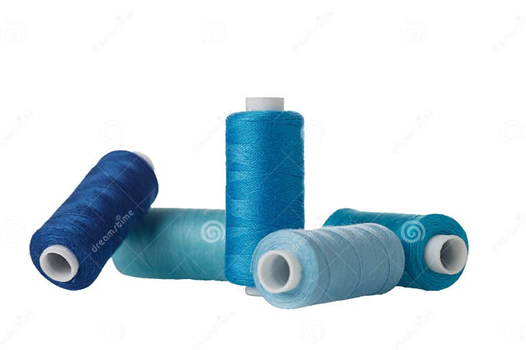 Blue Spool of Sewing Thread Isolated on White Background Stock Photo ...