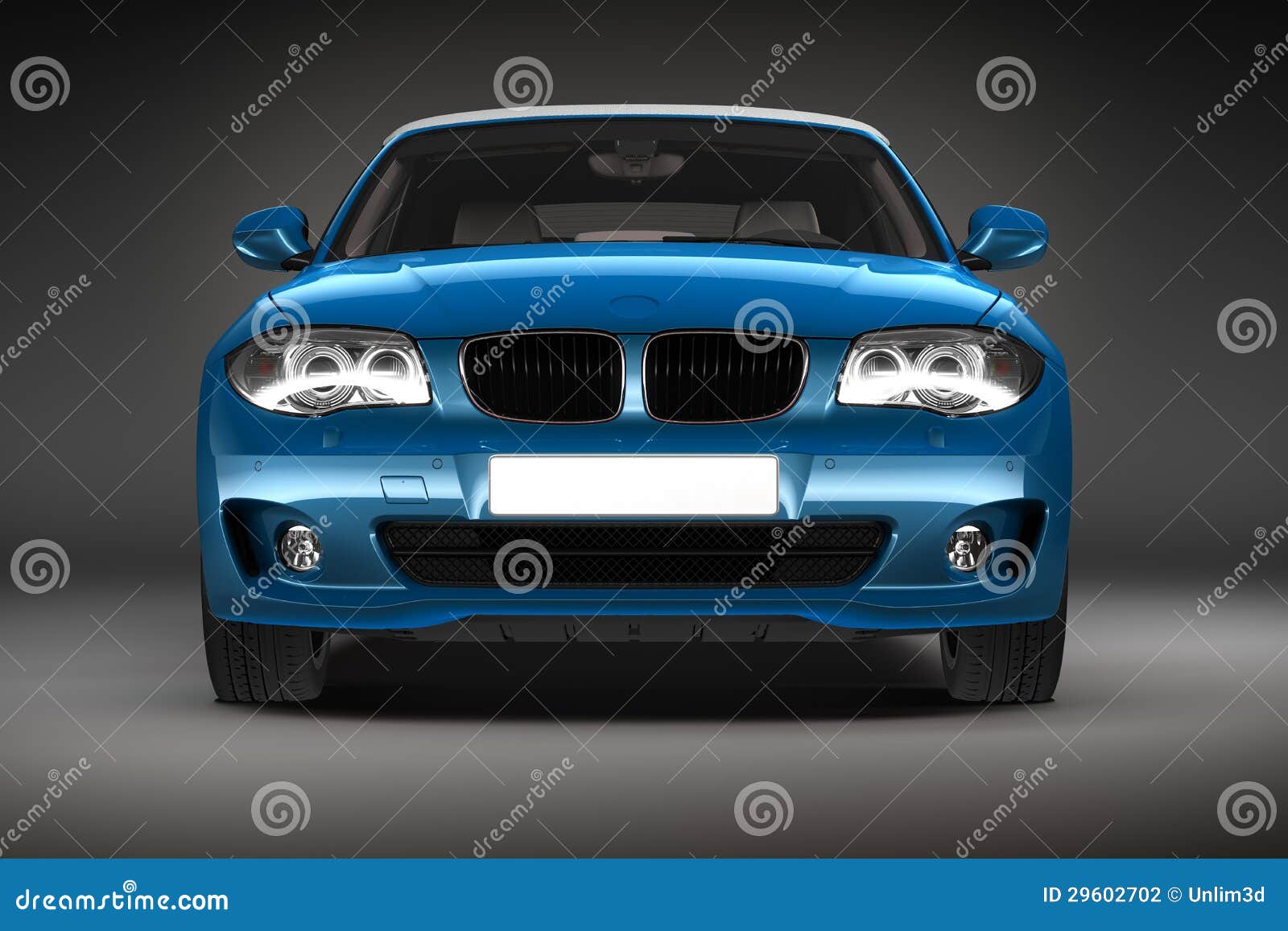 Blue Sports car. 3d render stock illustration. Illustration of motor ...
