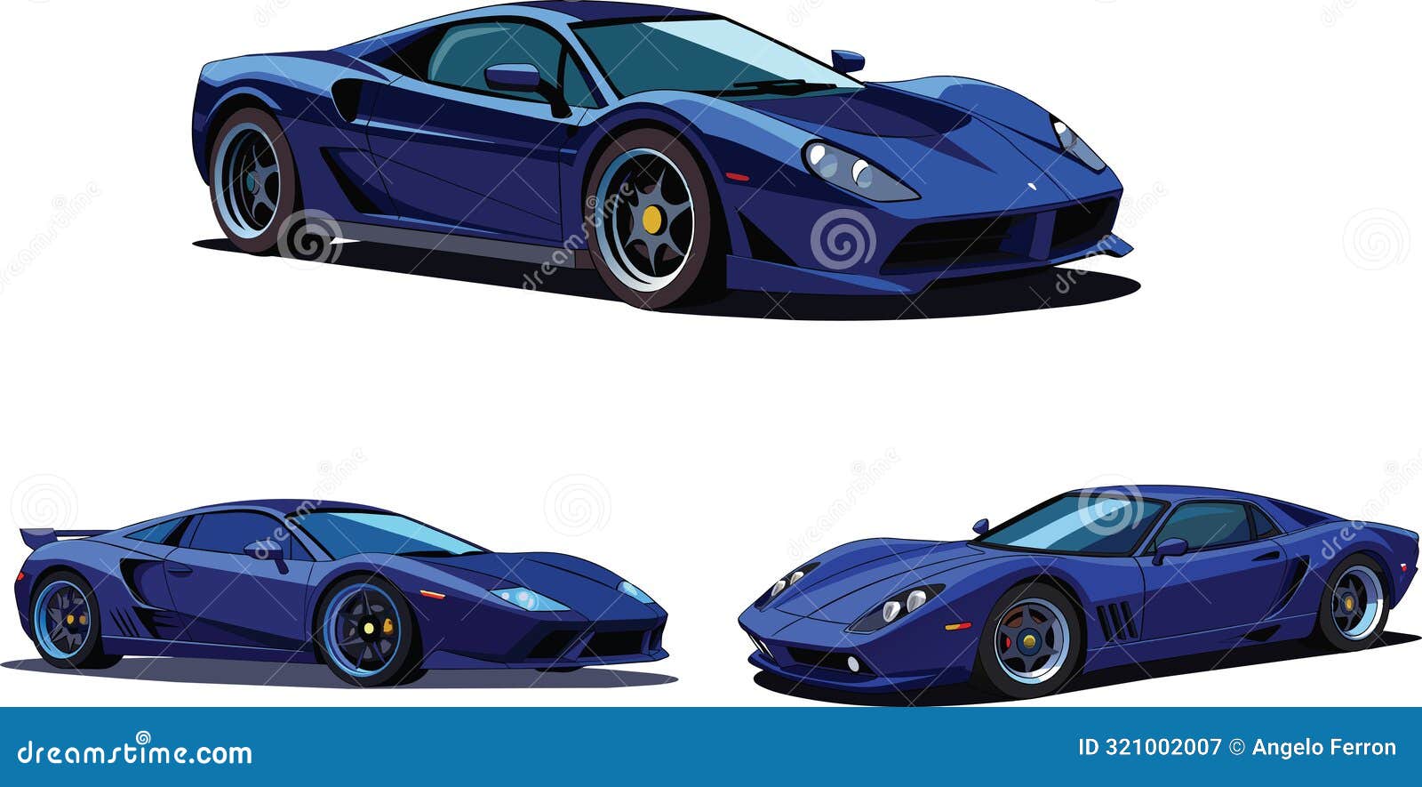 Blue Sports Car Various Positions- Stock Vector - Illustration of ...