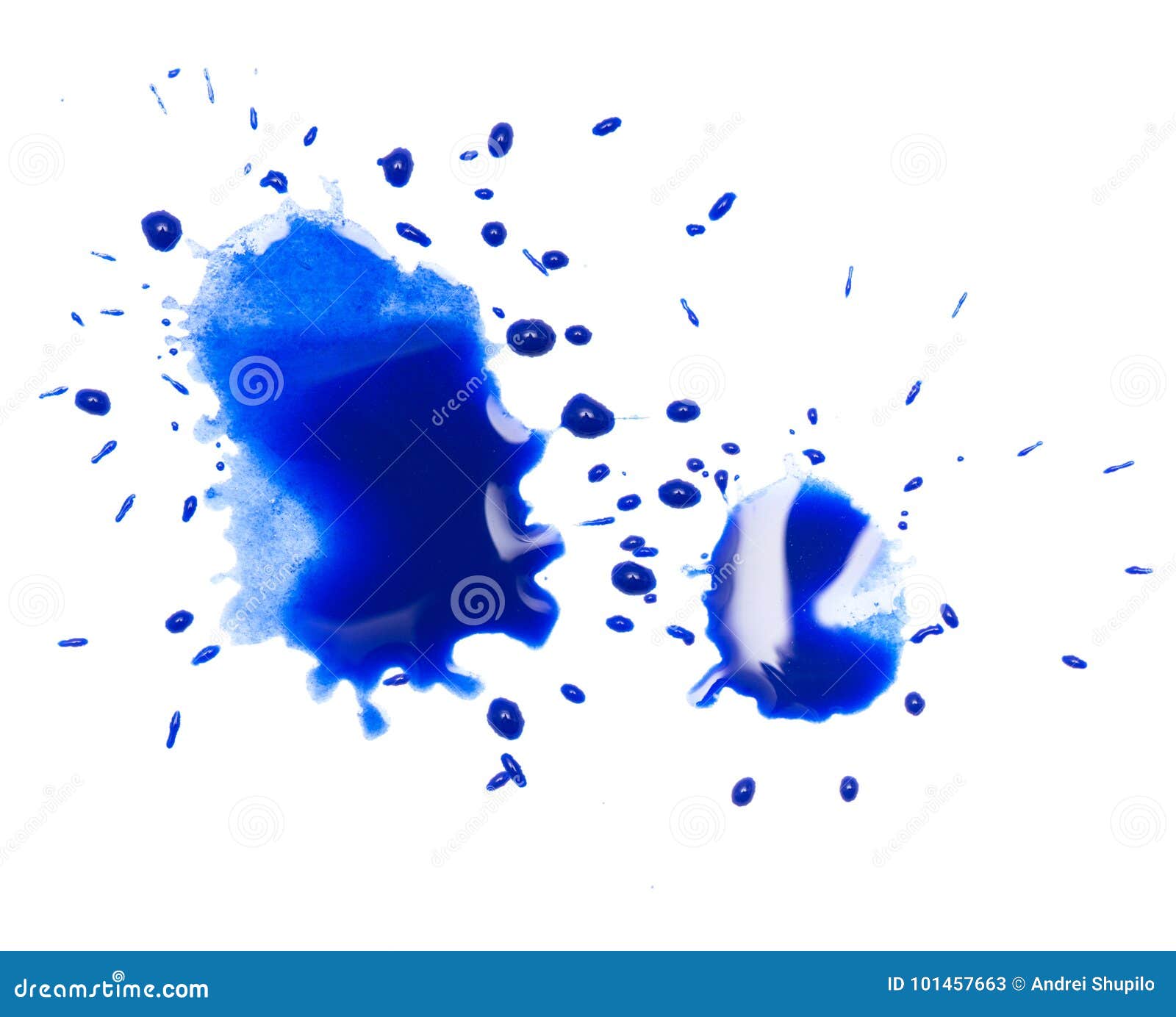 Blue Spot Blotch on White Background Stock Image - Image of background ...