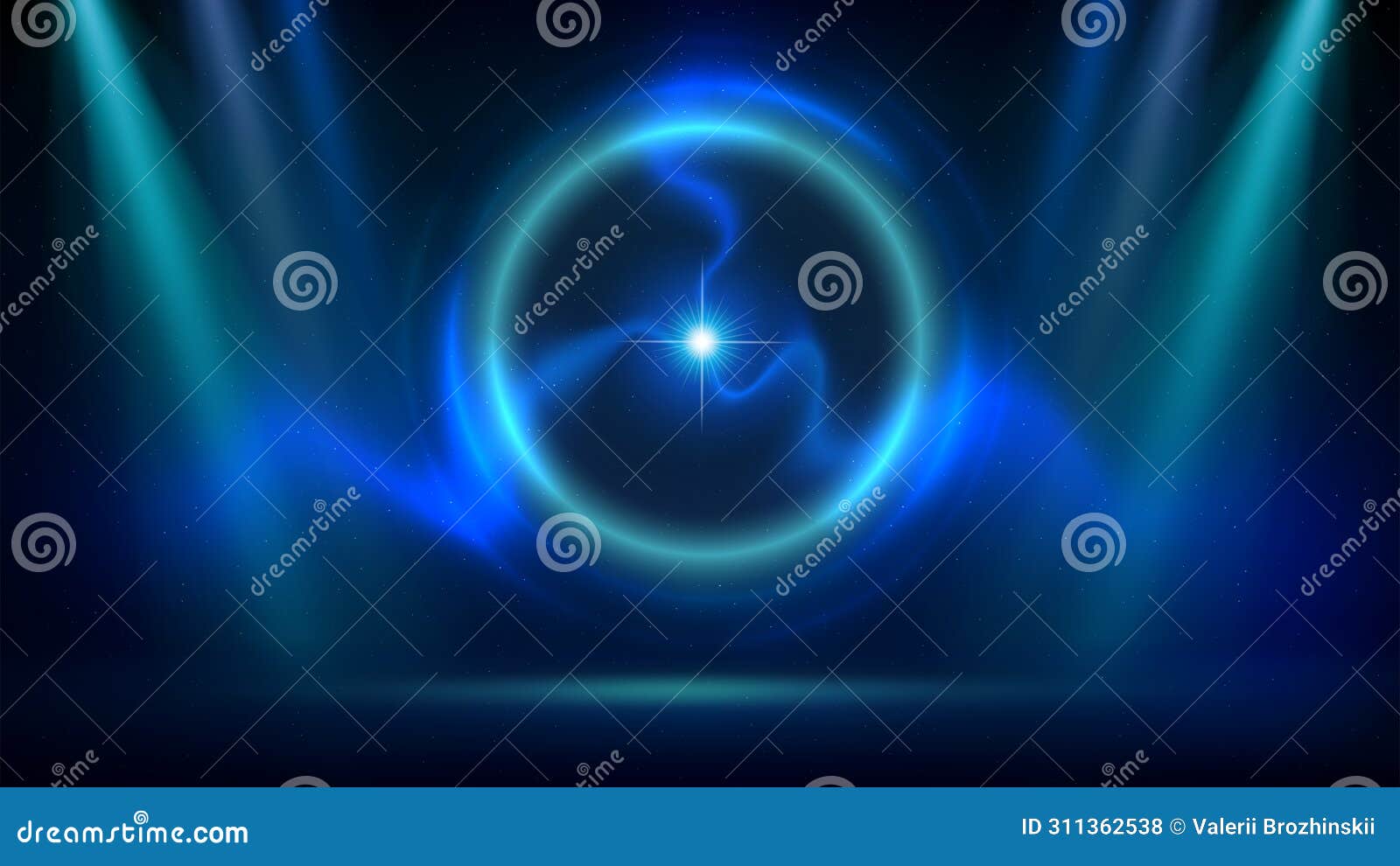 Blue Spotlight Backdrop. Science Experiment. Stage, Blue Cyan Circular ...