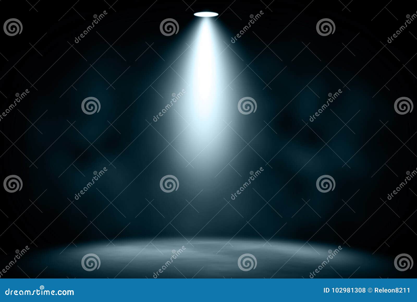 Blue Spotlight Smoke Studio Stock Illustration - Illustration of glow ...