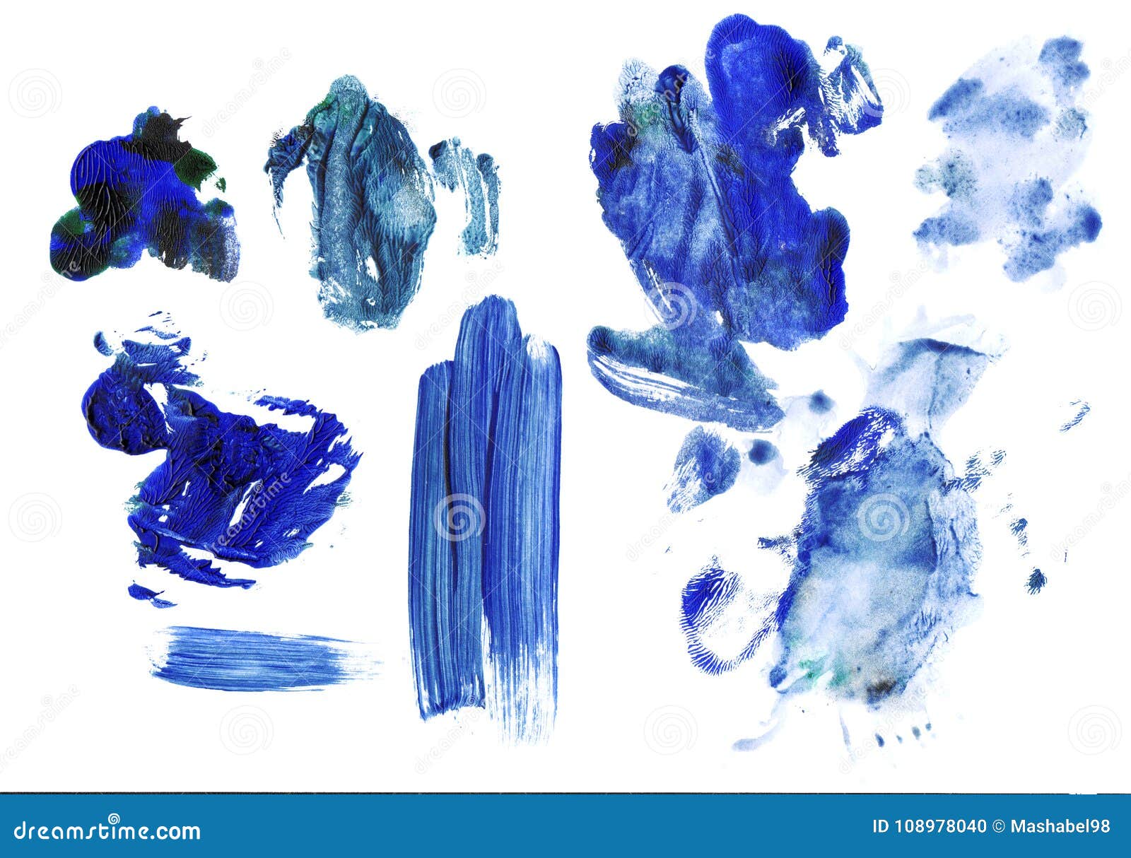 Blue spots of paint stock illustration. Illustration of acrylic - 108978040