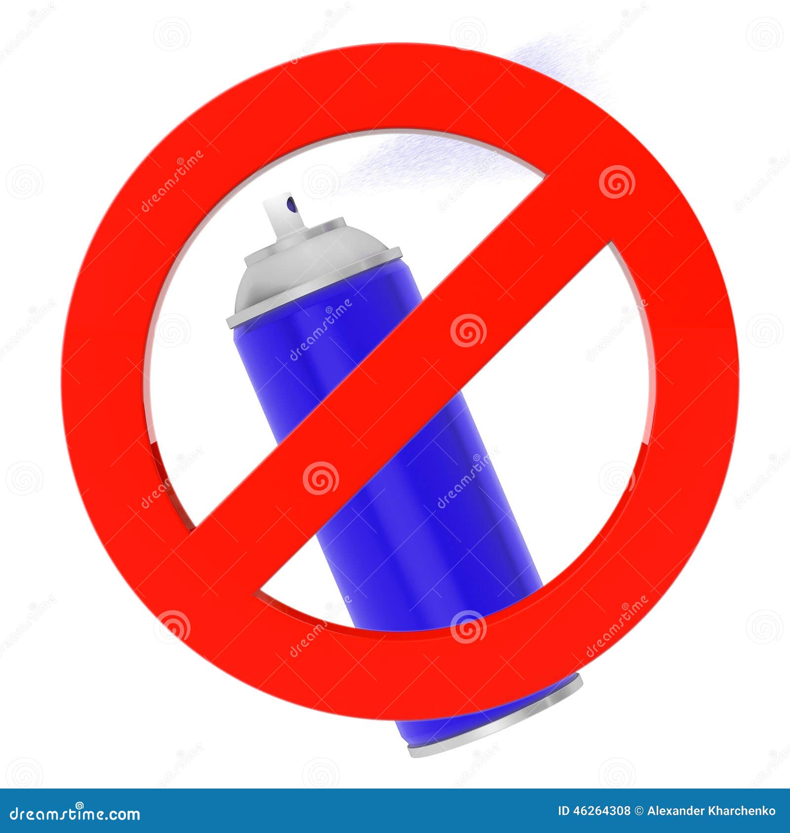 Blue Spray Can with Prohibition Sign Stock Photo - Image of graffiti ...