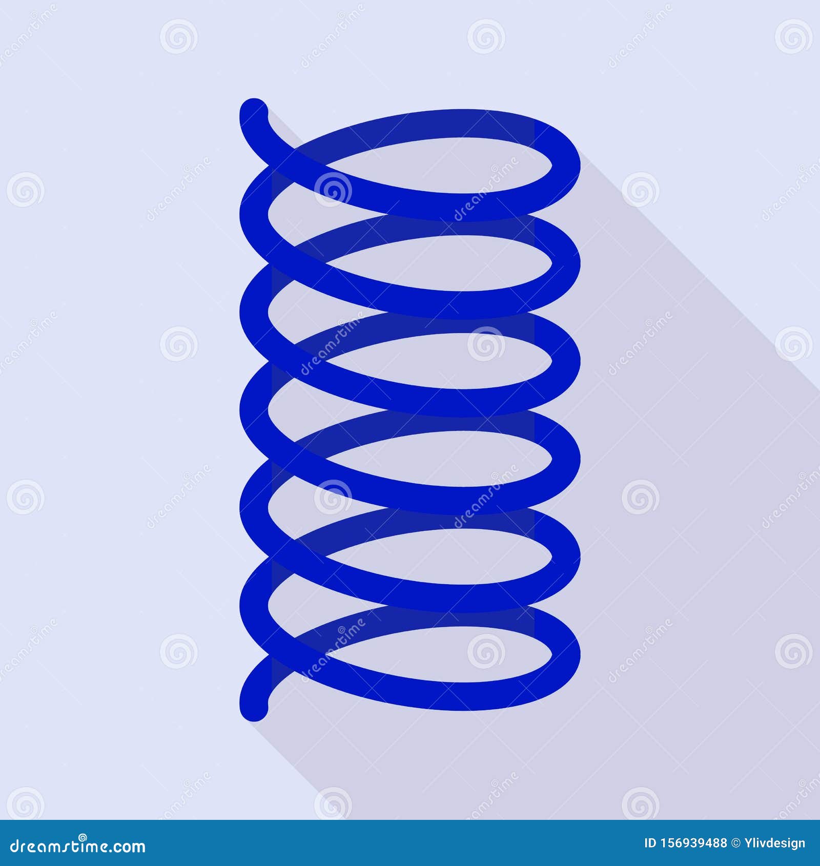 Blue Spring Coil Icon, Flat Style Stock Vector - Illustration of design ...