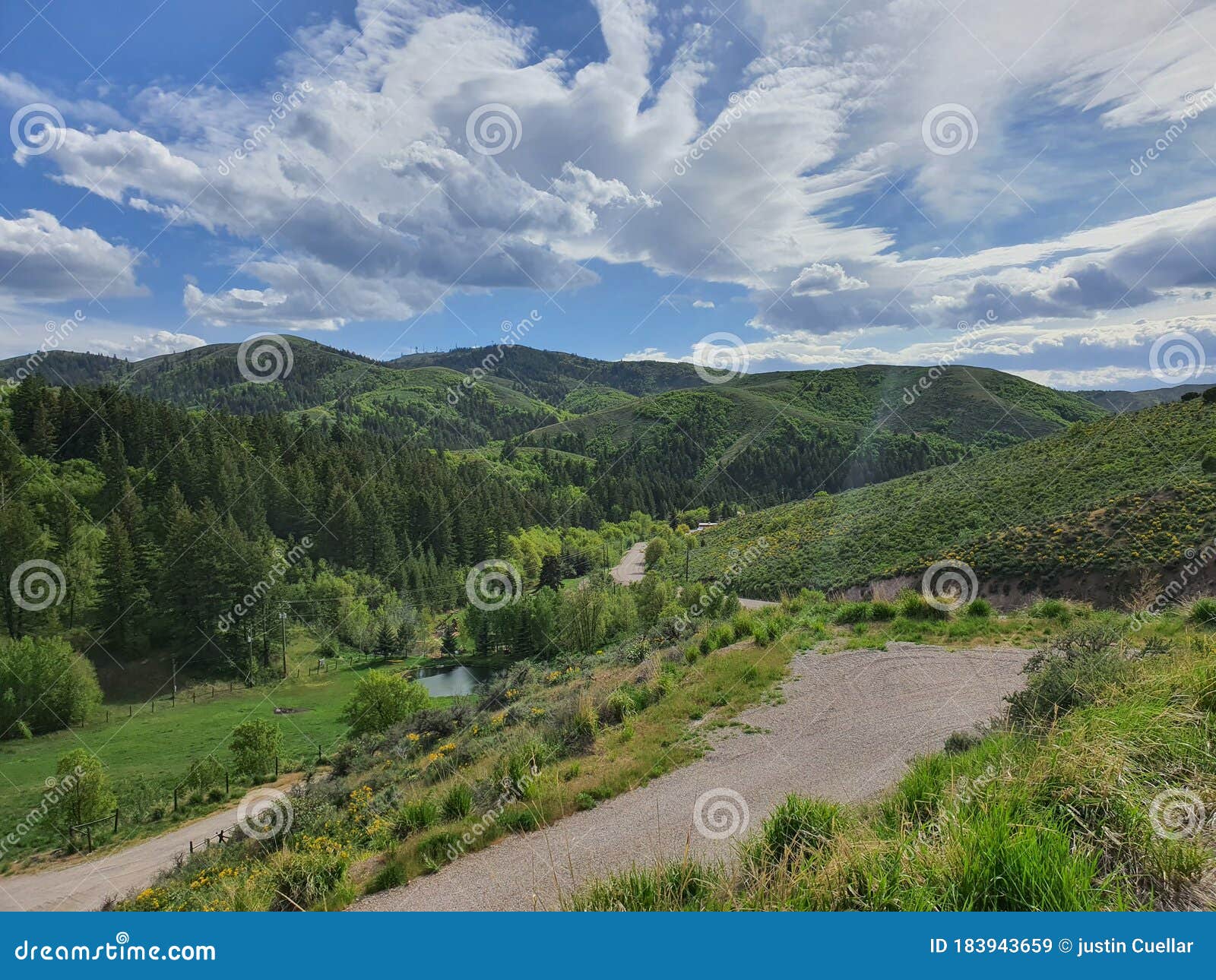 Blue Spring Skyes Mountain Roads Winding Stock Image - Image of spring ...