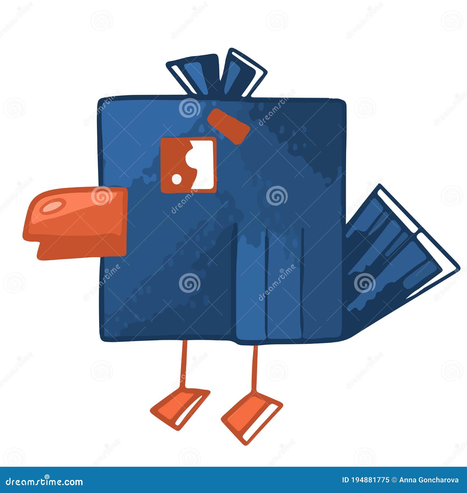 Blue Square Bird Illustration for Kids Vector Stock Vector ...