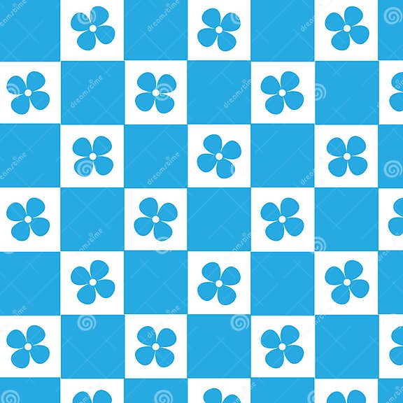 Blue Square with Blue Flower Checkered Pattern Background Stock Vector ...