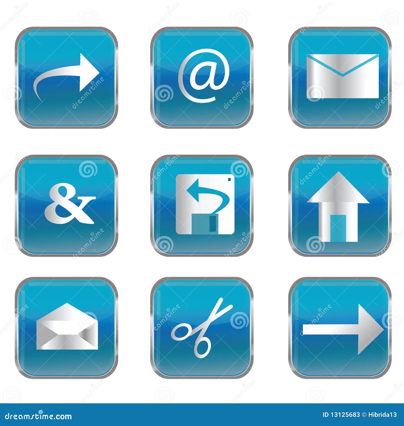 Blue Square Buttons with Pc Icons Stock Illustration - Illustration of ...