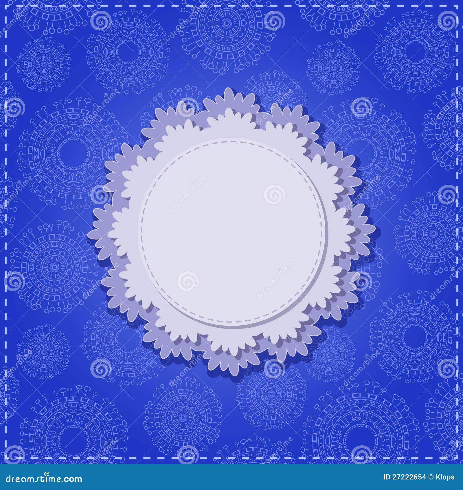 Blue Square Card with Round White Vignette Stock Vector - Illustration ...