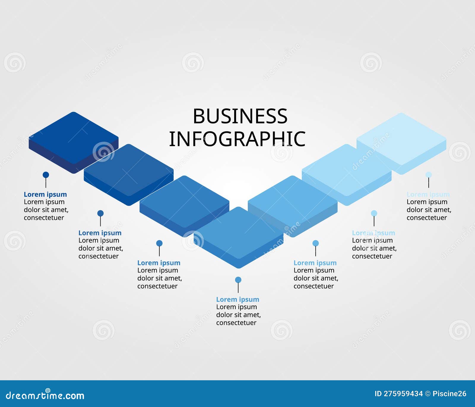 Blue Square Chart Template of Right Side for Infographic for ...