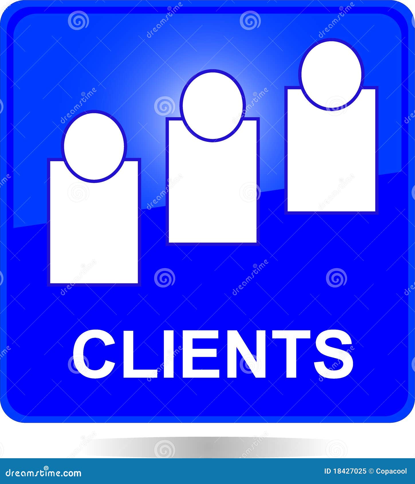 Blue square clients button stock vector. Illustration of contact - 18427025