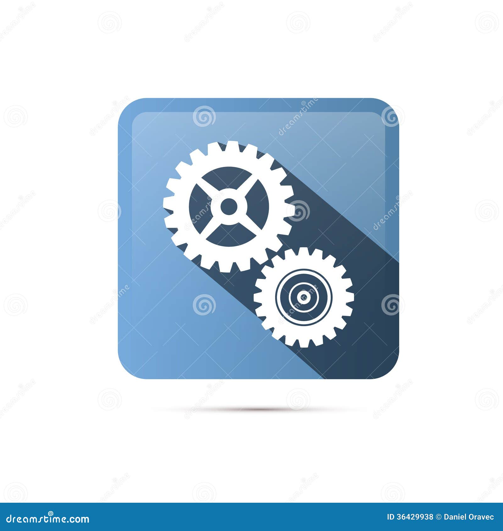 Blue Square Cogs, Gears Icon Stock Vector - Illustration of factory ...