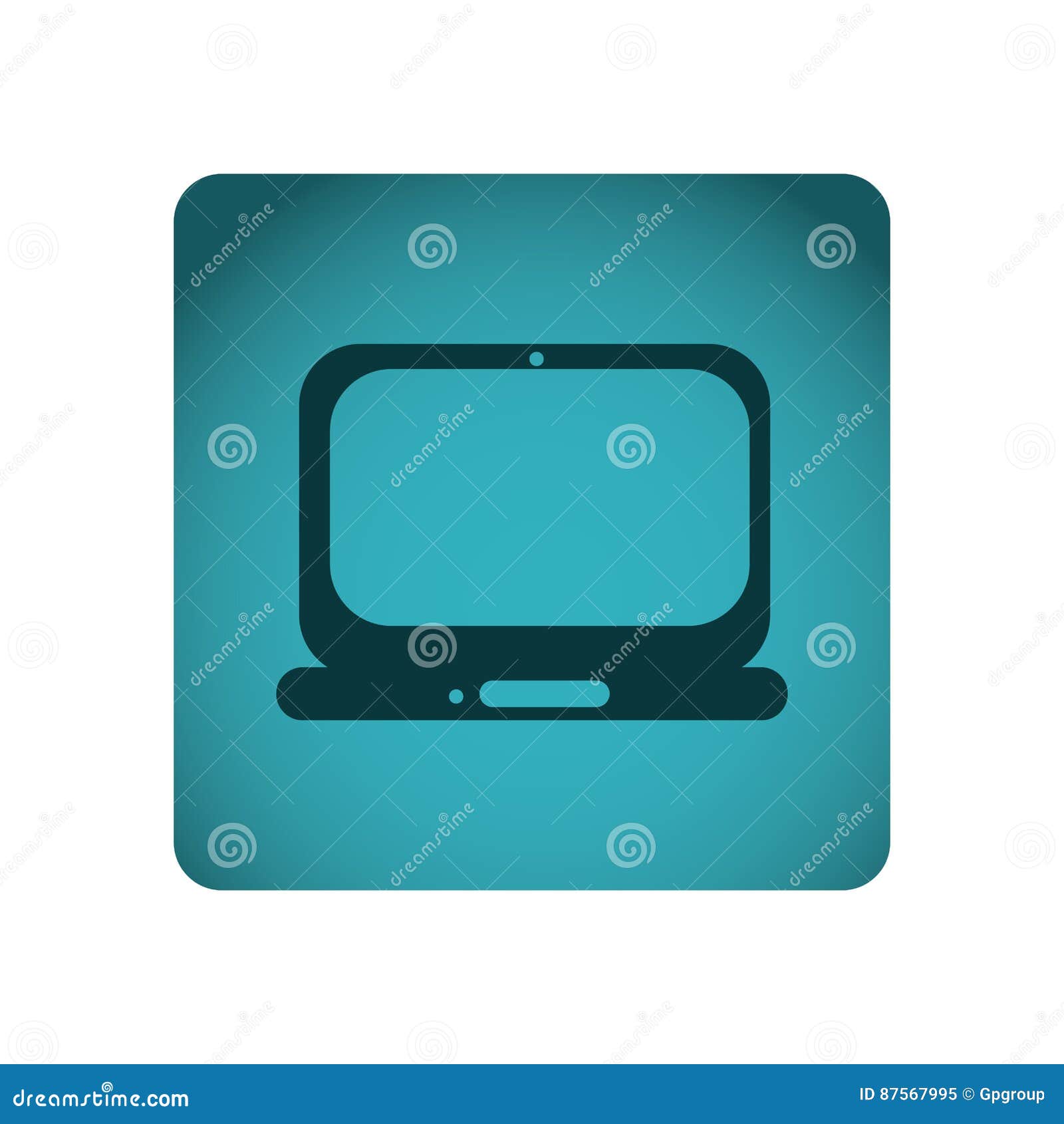 Blue Square Frame with Front View Tech Laptop Stock Illustration ...
