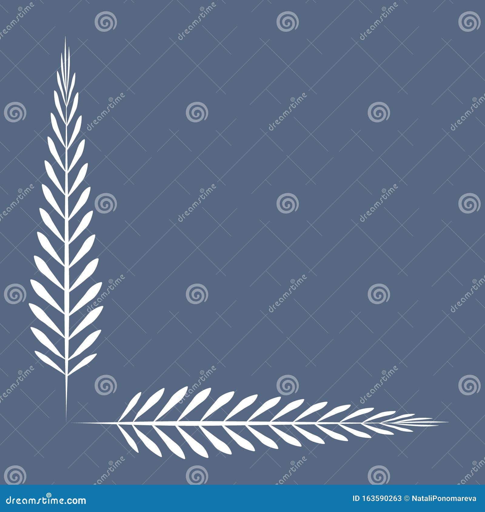 Blue Square Frame with Simple Corner Leaves Stock Illustration ...