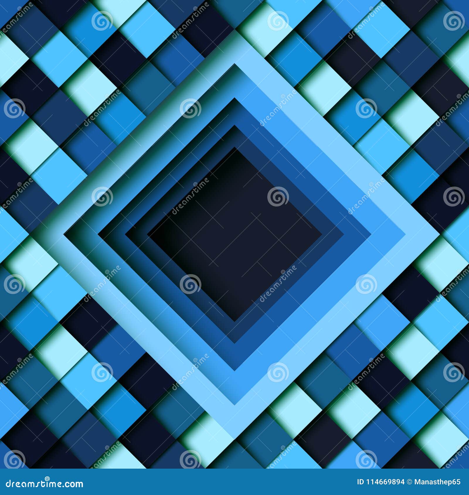 Blue Abstract Square Geometric Shape Pattern Background Stock Vector ...
