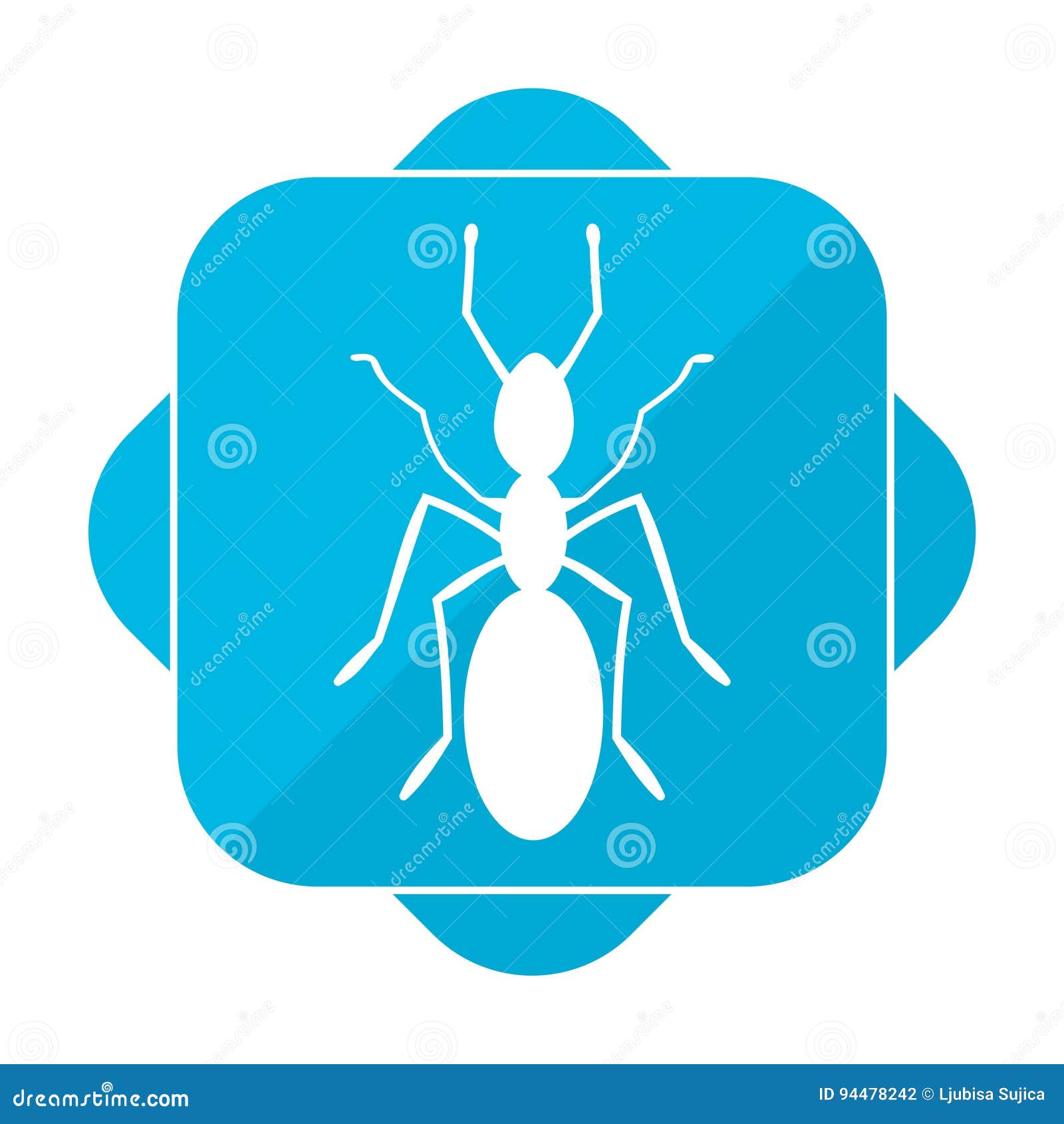 Blue square icon ant stock vector. Illustration of cliche - 94478242