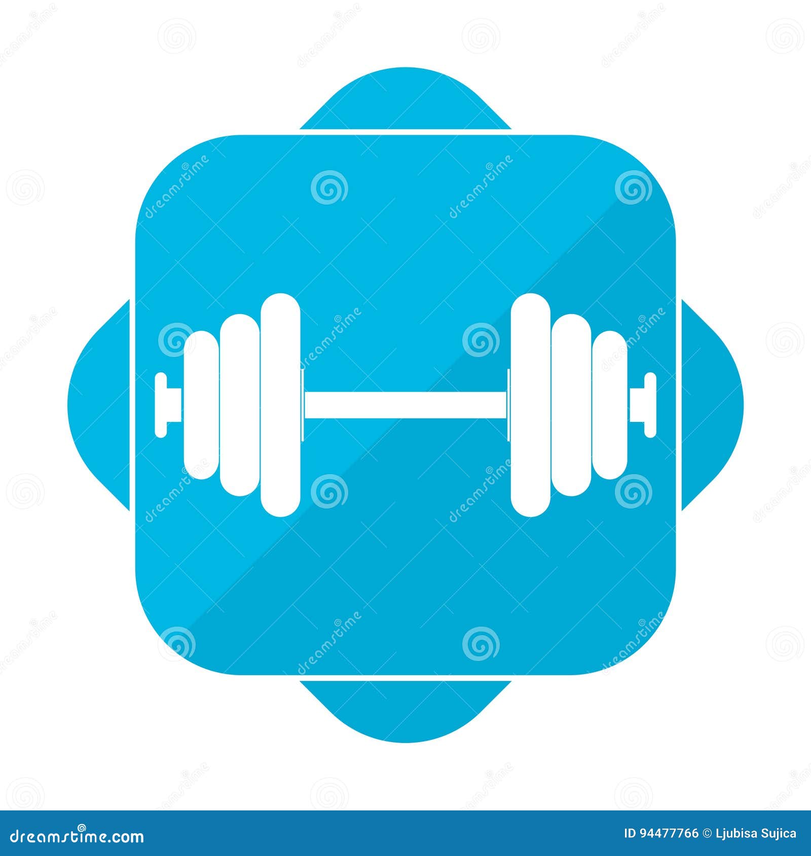 Blue square icon barbell stock vector. Illustration of muscle - 94477766