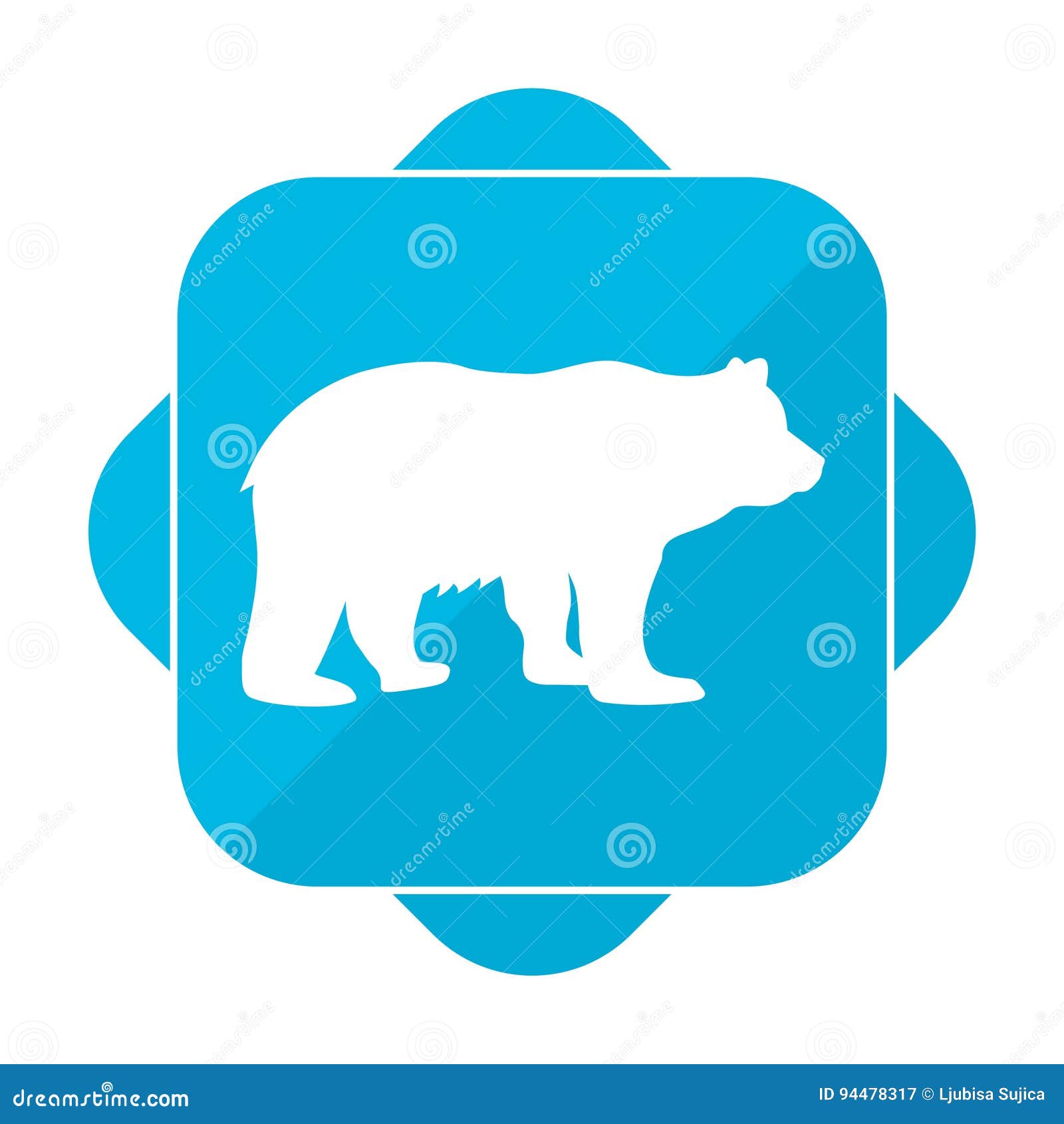 Blue square icon bear stock vector. Illustration of pictogram - 94478317