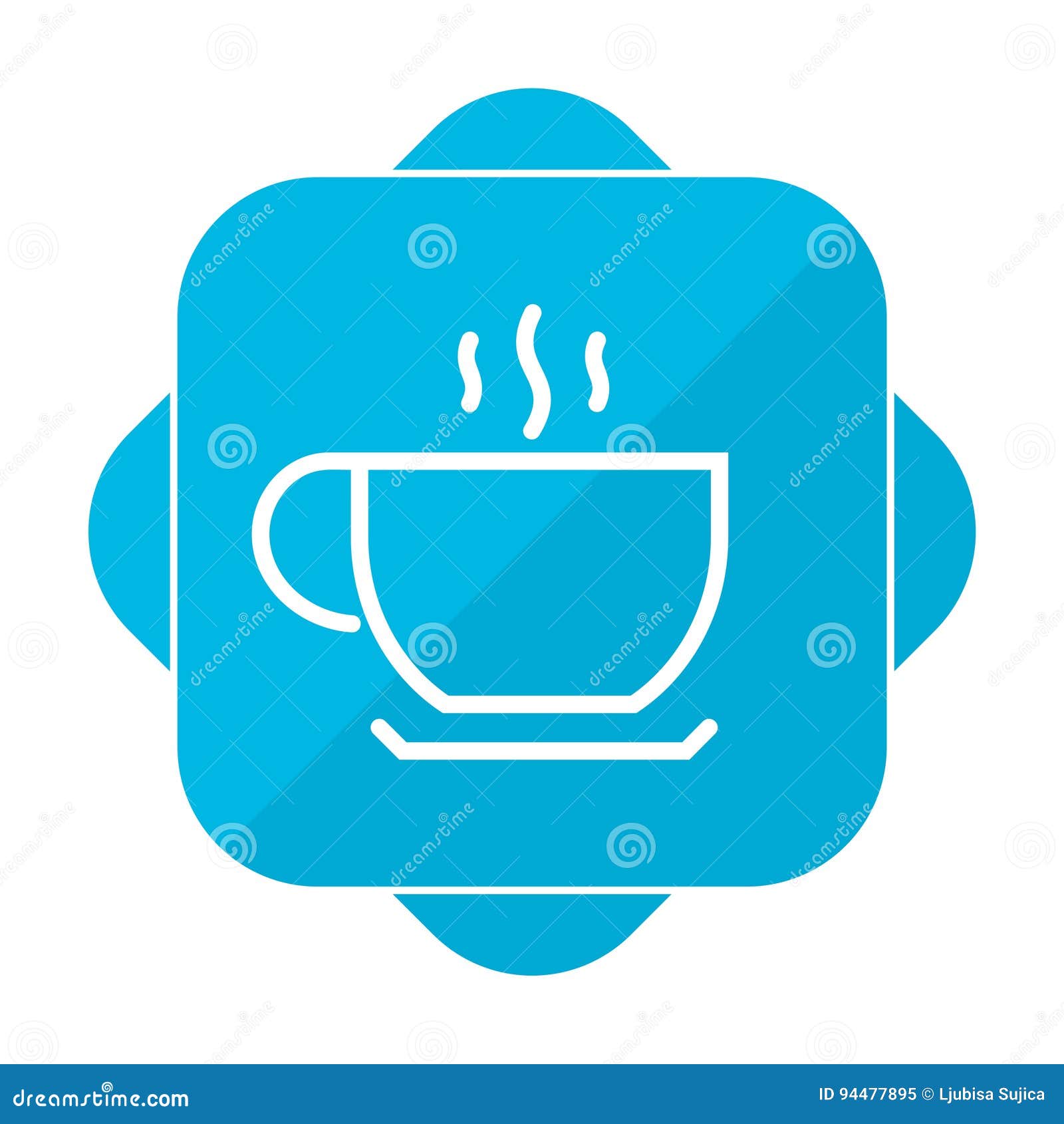 Blue square icon coffee stock vector. Illustration of plate - 94477895